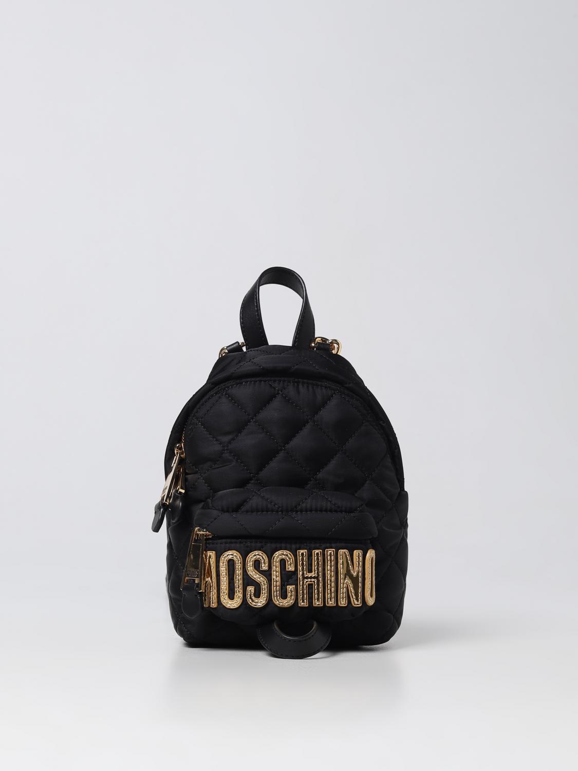 MOSCHINO COUTURE: backpack in quilted nylon with logo - Black ...