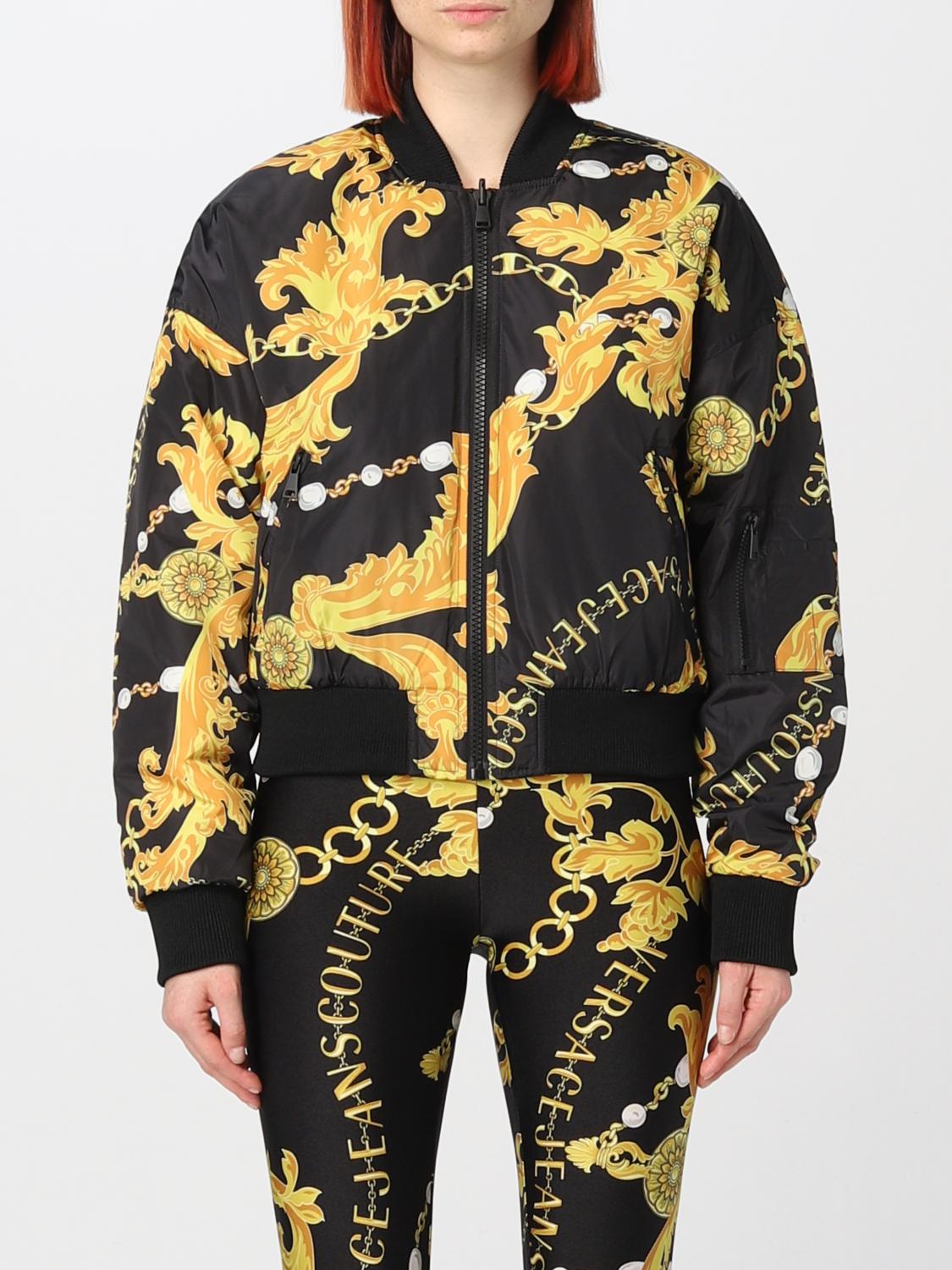 VERSACE JEANS COUTURE: reversible bomber jacket in printed nylon ...