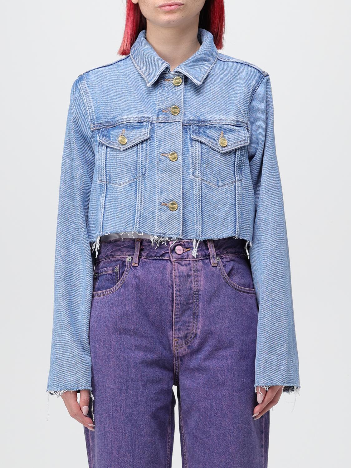 GANNI: denim jacket - Blue | Ganni jacket J1287 online at GIGLIO.COM