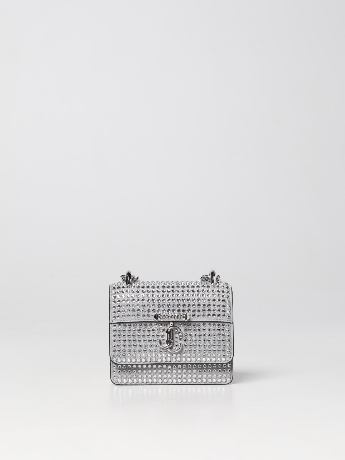 JIMMY CHOO: Avenue Quad XS bag in suede with crystals - Silver | Jimmy ...