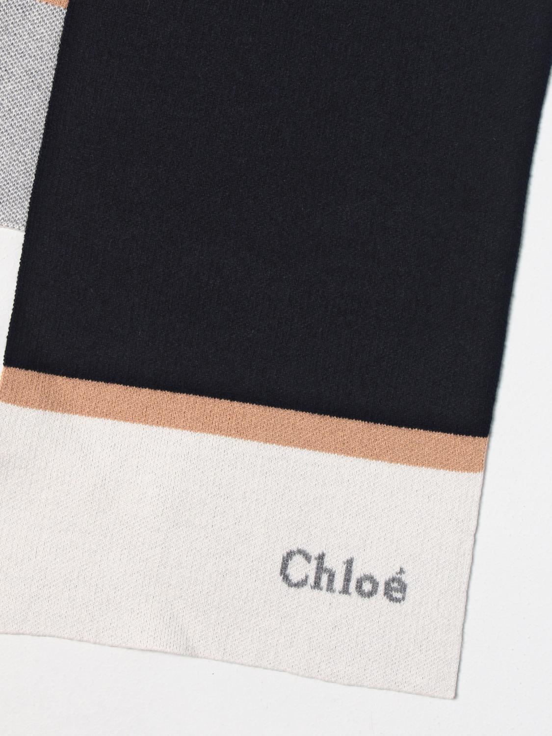CHLOÉ: Chloé scarf in cotton and wool - Blue | Chloé scarf C11672 ...