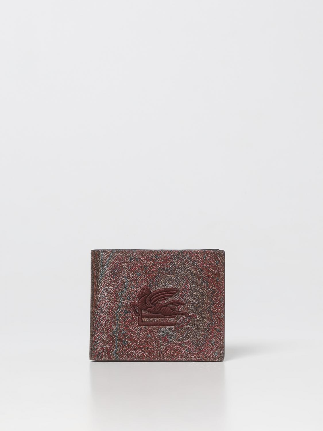 ETRO: wallet in coated cotton with embroidered logo - Red | Etro wallet ...