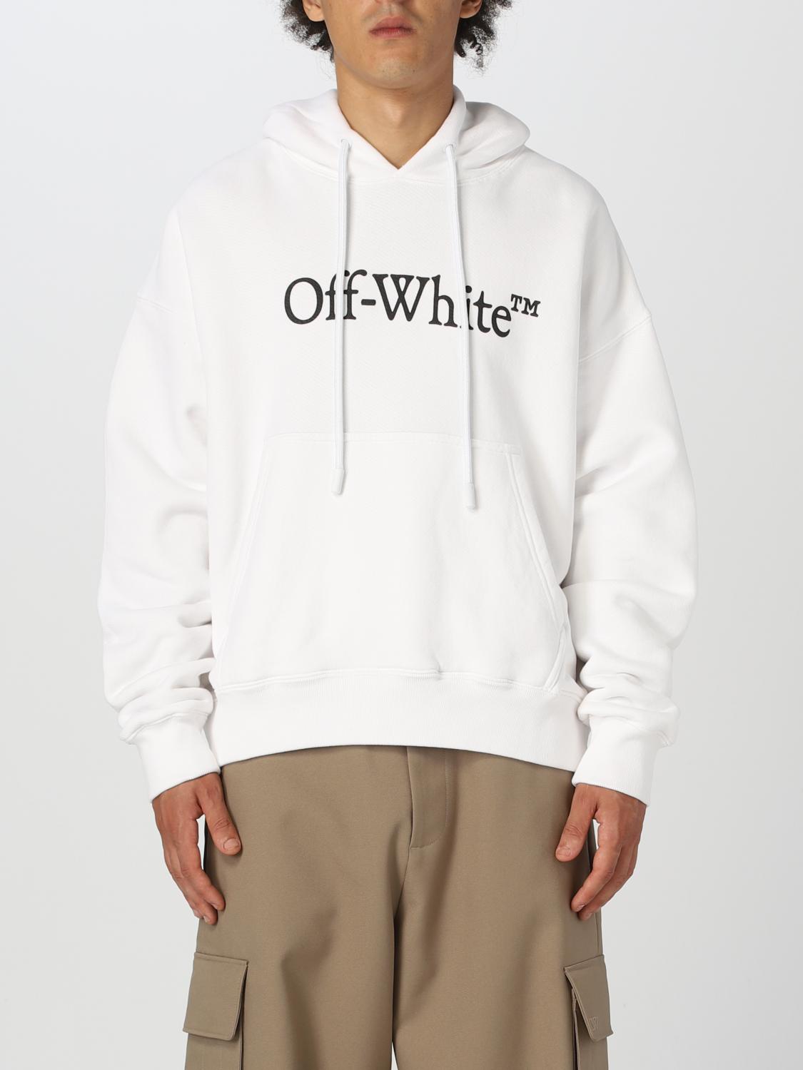 OFF-WHITE: Felpa in cotone con logo stampato - Bianco | Felpa Off-White ...