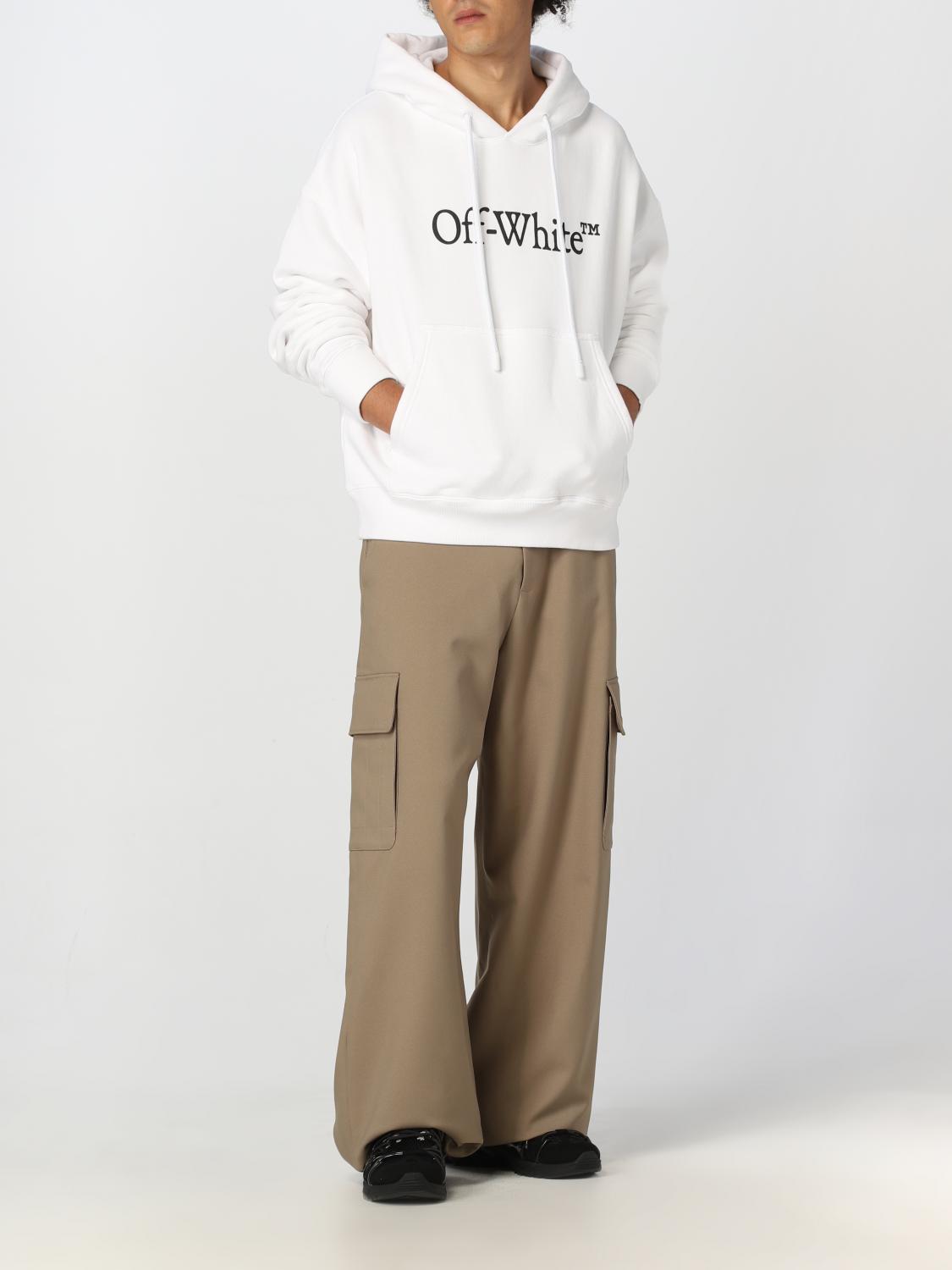 OFF-WHITE: Felpa in cotone con logo stampato - Bianco | Felpa Off-White ...