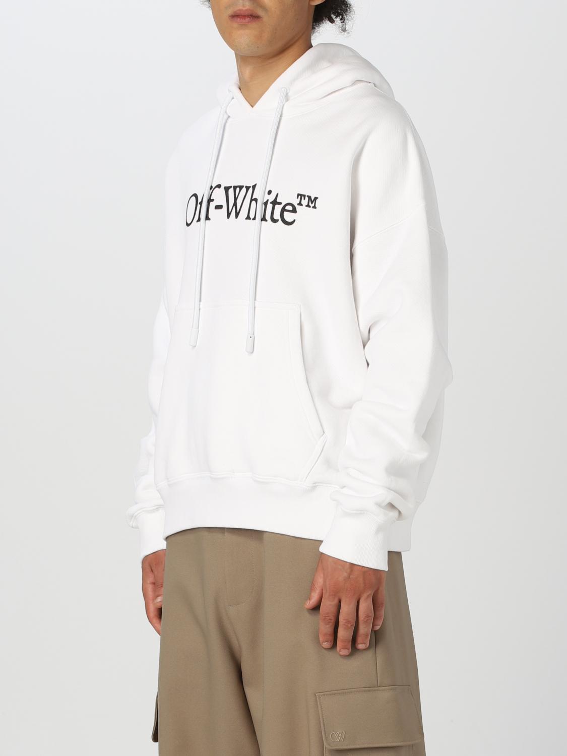 OFF-WHITE: Felpa in cotone con logo stampato - Bianco | Felpa Off-White ...