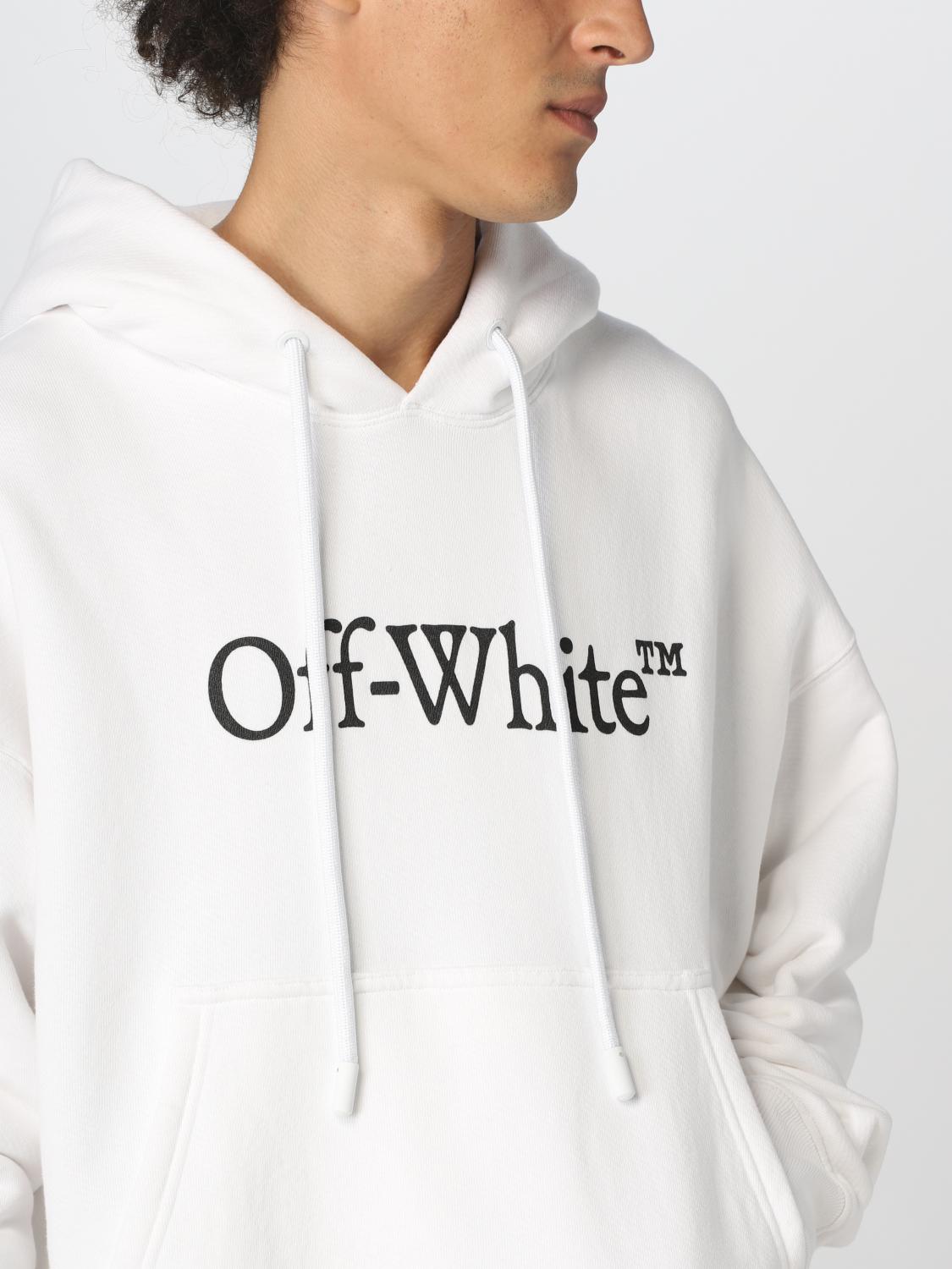 OFF-WHITE: Felpa in cotone con logo stampato - Bianco | Felpa Off-White ...
