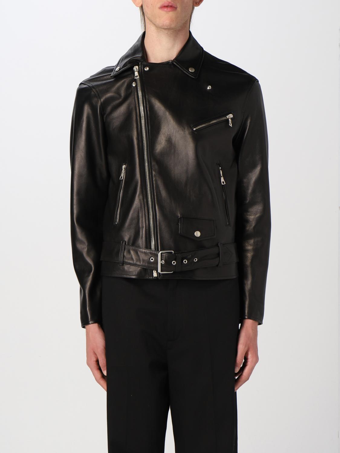 PALM ANGELS: leather jacket - Black | Palm Angels jacket ...