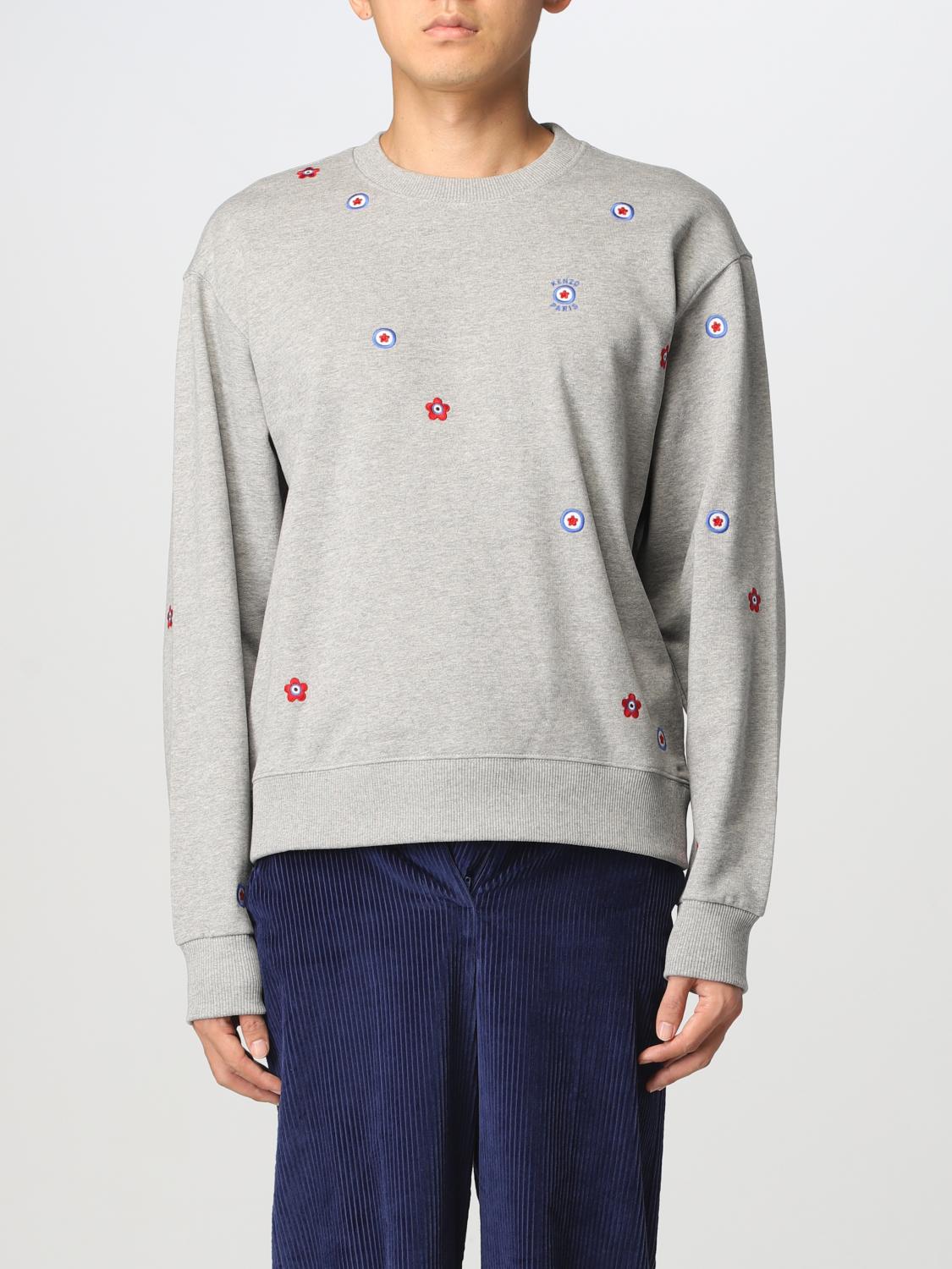 Kenzo Target sweatshirt in cotton with embroidery - Grey | FD65SW0634MF ...