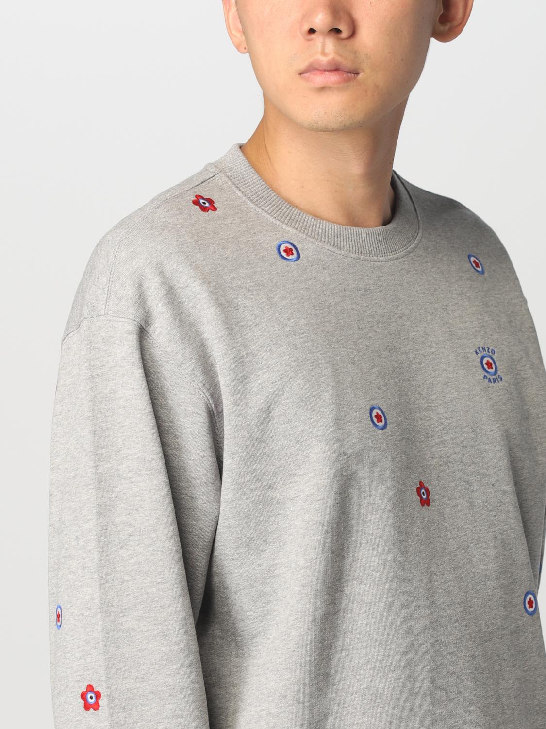 Kenzo Target sweatshirt in cotton with embroidery - Grey | FD65SW0634MF ...