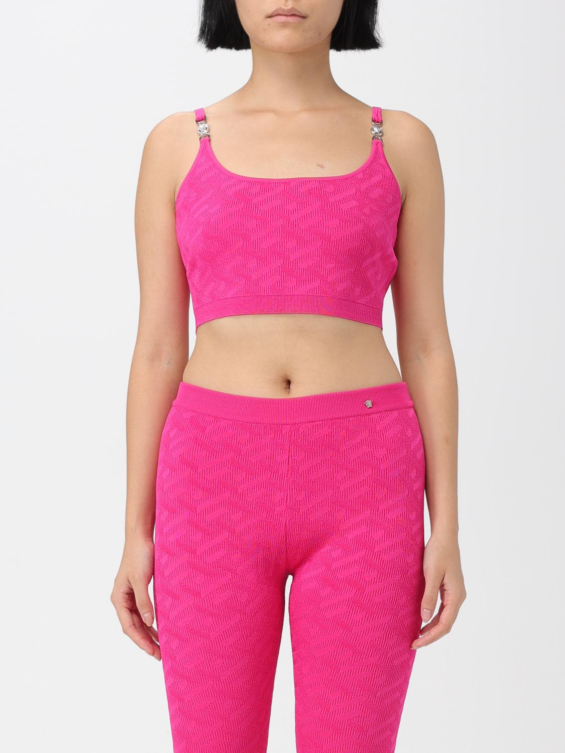 Versace Outlet: top in stretch viscose blend - Pink | 10087891A08240 ...