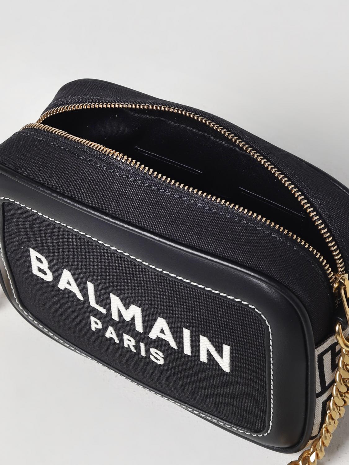 BALMAIN: B-Army bag in canvas and leather - Black | Balmain mini bag ...