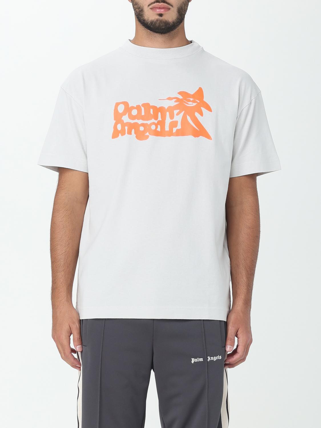 PALM ANGELS: cotton T-shirt with graphic print - White | Palm Angels t ...