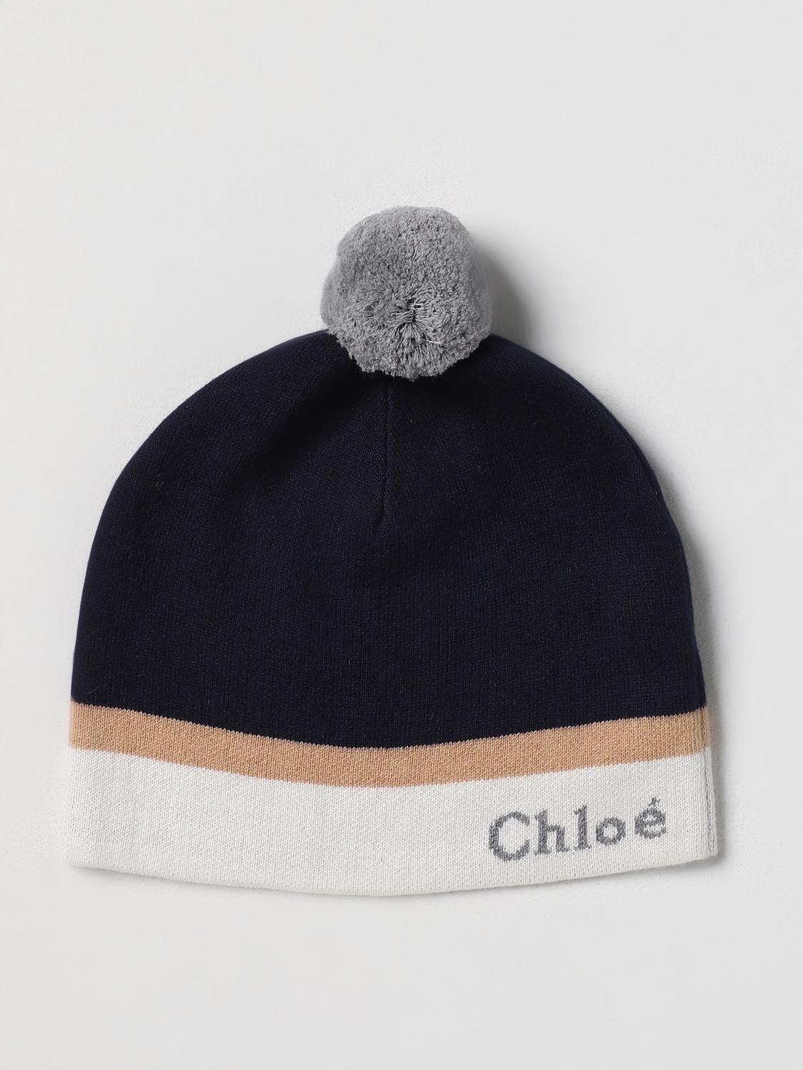 CHLOÉ: Chloé hat in cotton and wool - Blue | Chloé girls' hats C11671 ...