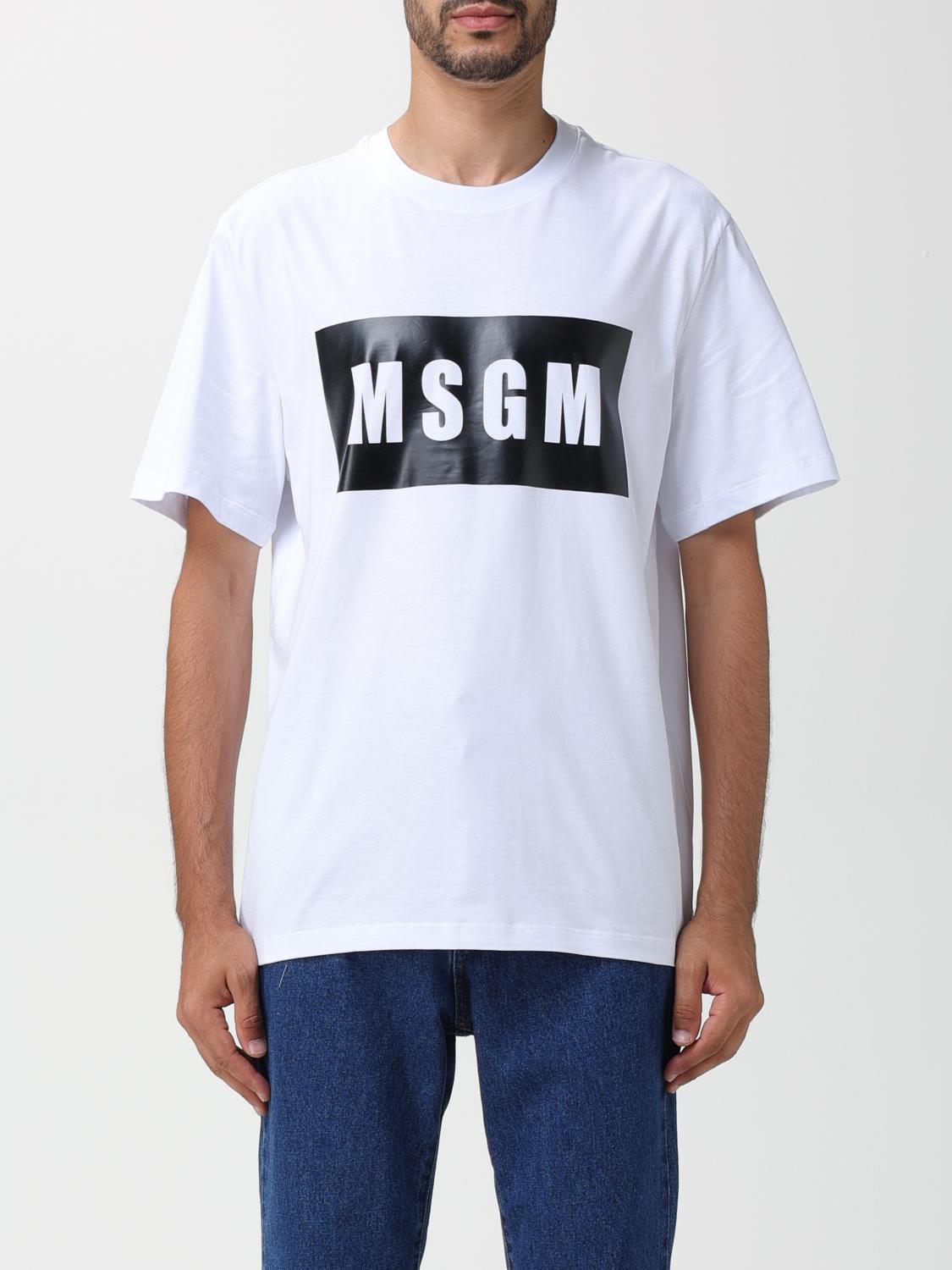 MSGM Outlet: cotton t-shirt with printed logo - White | MSGM t-shirt 2000MM520200002 online at ...