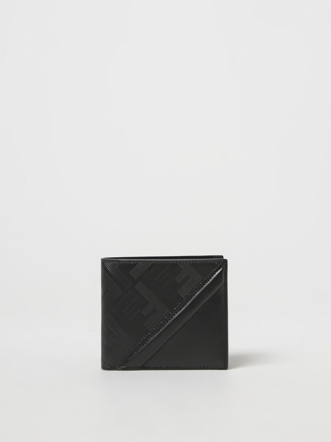 FENDI: Shadow Diagonal wallet in leather - Black | Fendi wallet ...