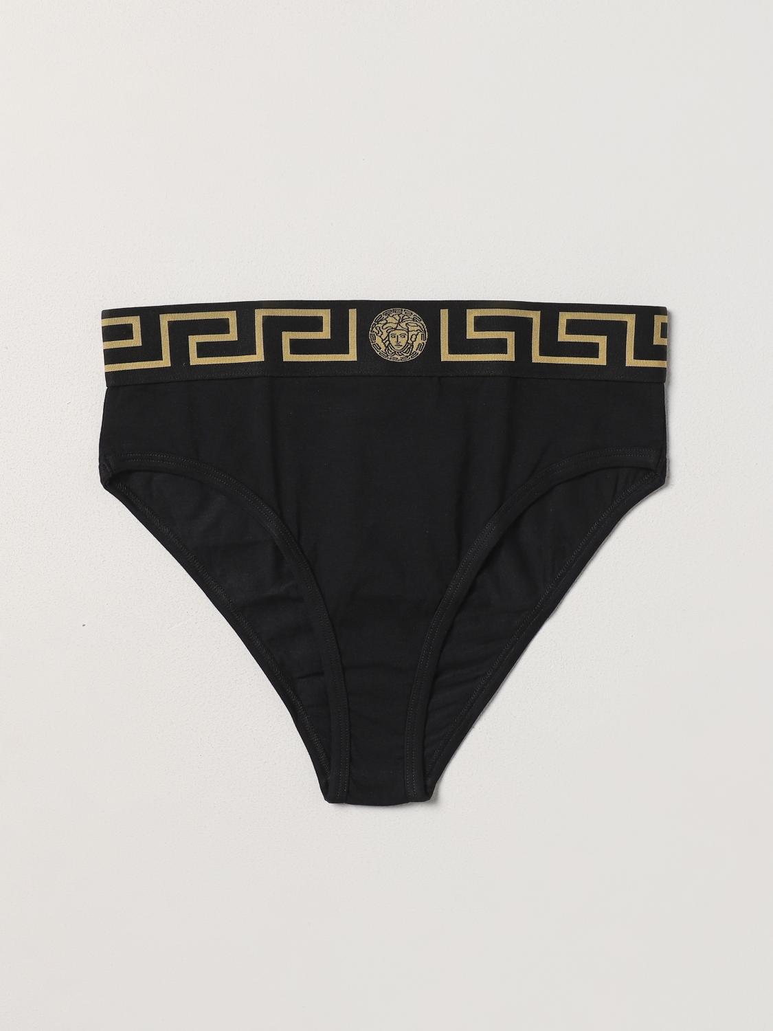 VERSACE: Slip in cotone stretch con Greca - Nero | Intimo Versace ...
