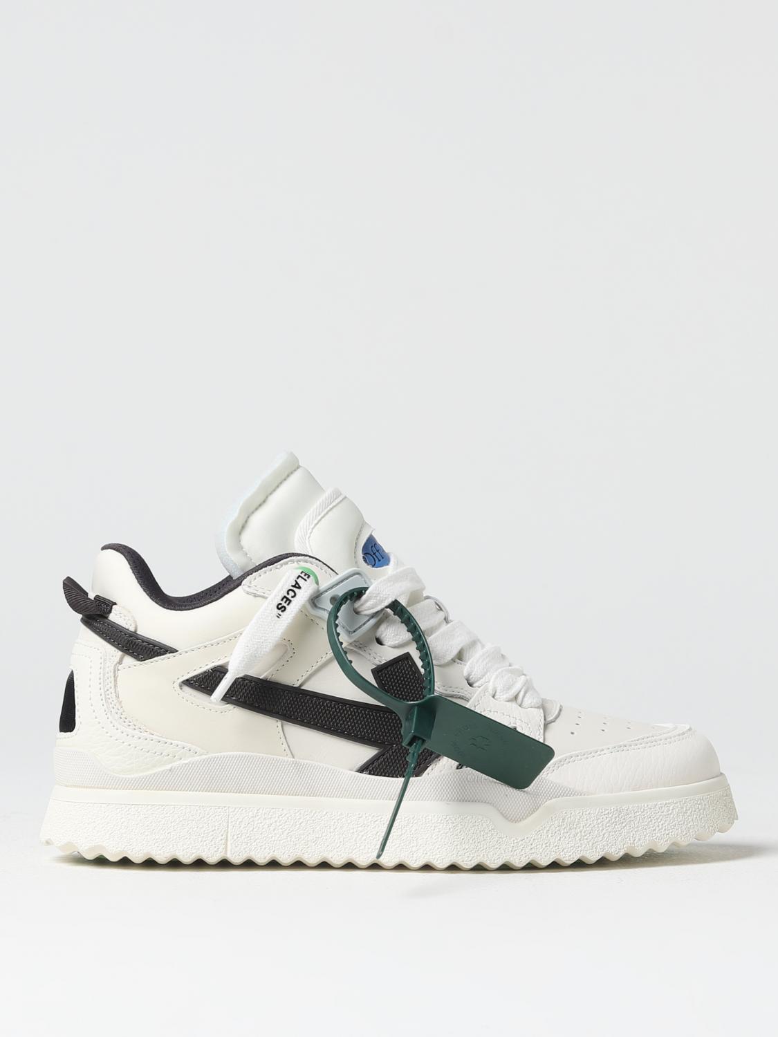 OFF-WHITE: Sneakers Mid Top Sponge in pelle - Bianco | Sneakers Off ...
