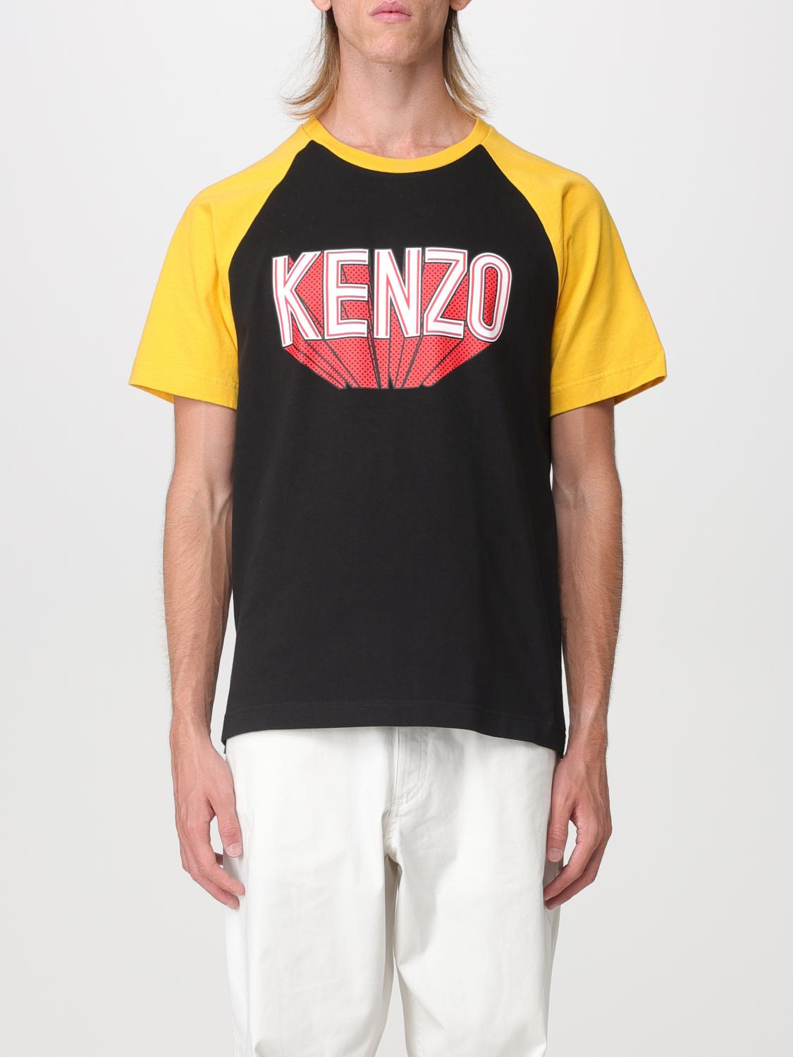 KENZO: cotton T-shirt with logo print - Black | Kenzo t-shirt ...