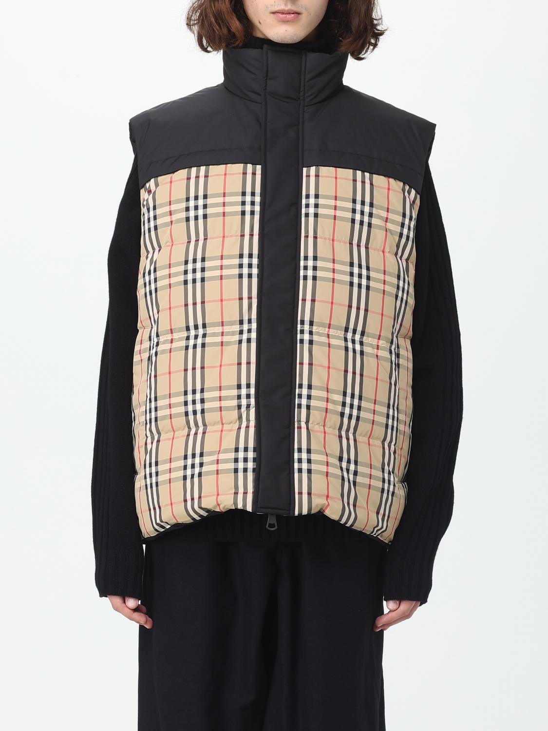 BURBERRY Reversible vest in quilted nylon with Vintage Check insert Beige Burberry suit vest 8071366 online at GIGLIO.COM