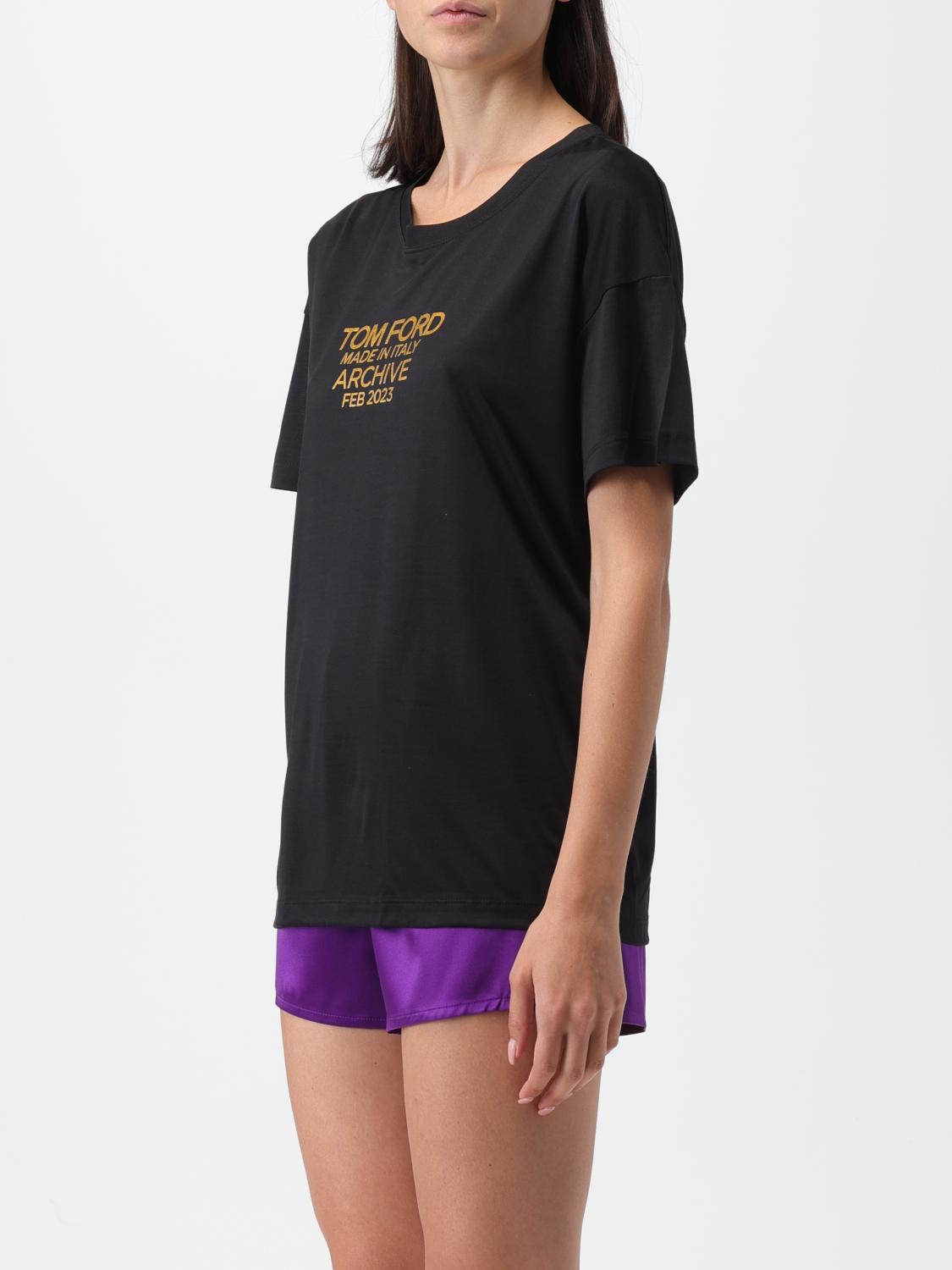 Tom Ford Outlet: silk T-shirt with logo print - Black | Tom Ford t ...