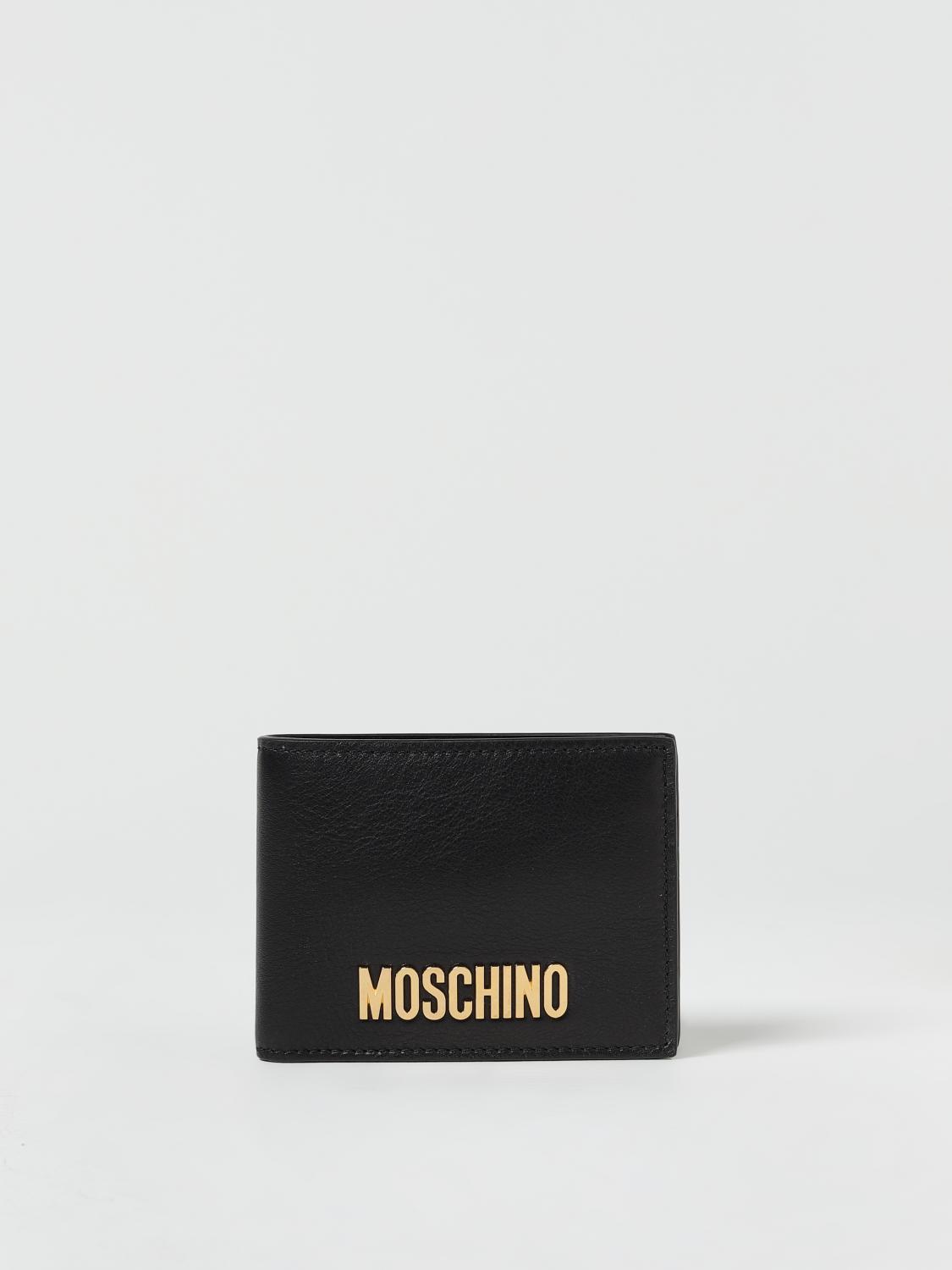 MOSCHINO COUTURE: wallet in grained leather with logo - Black ...