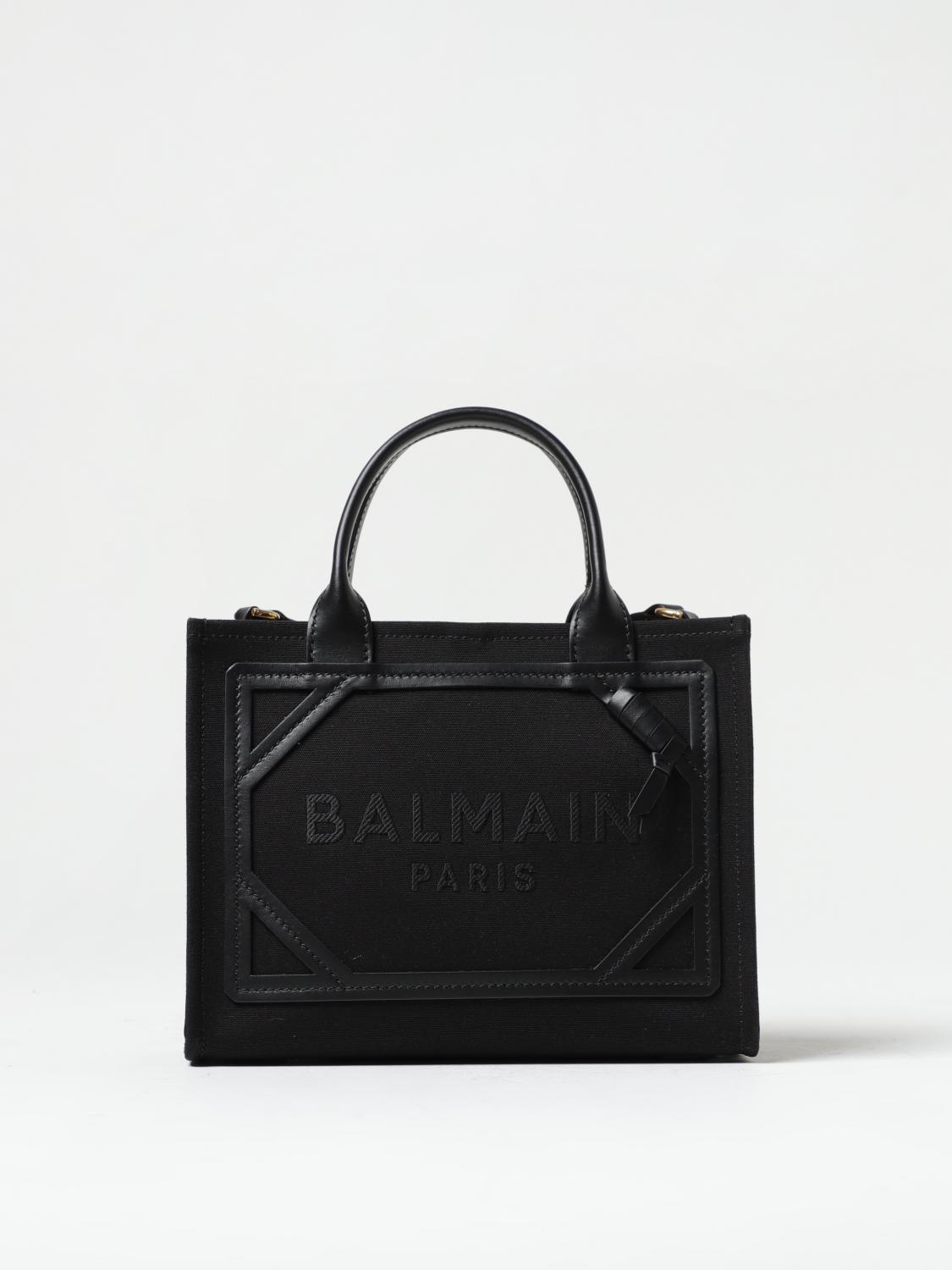 BALMAIN: B-Army bag in canvas and leather - Black | Balmain handbag ...