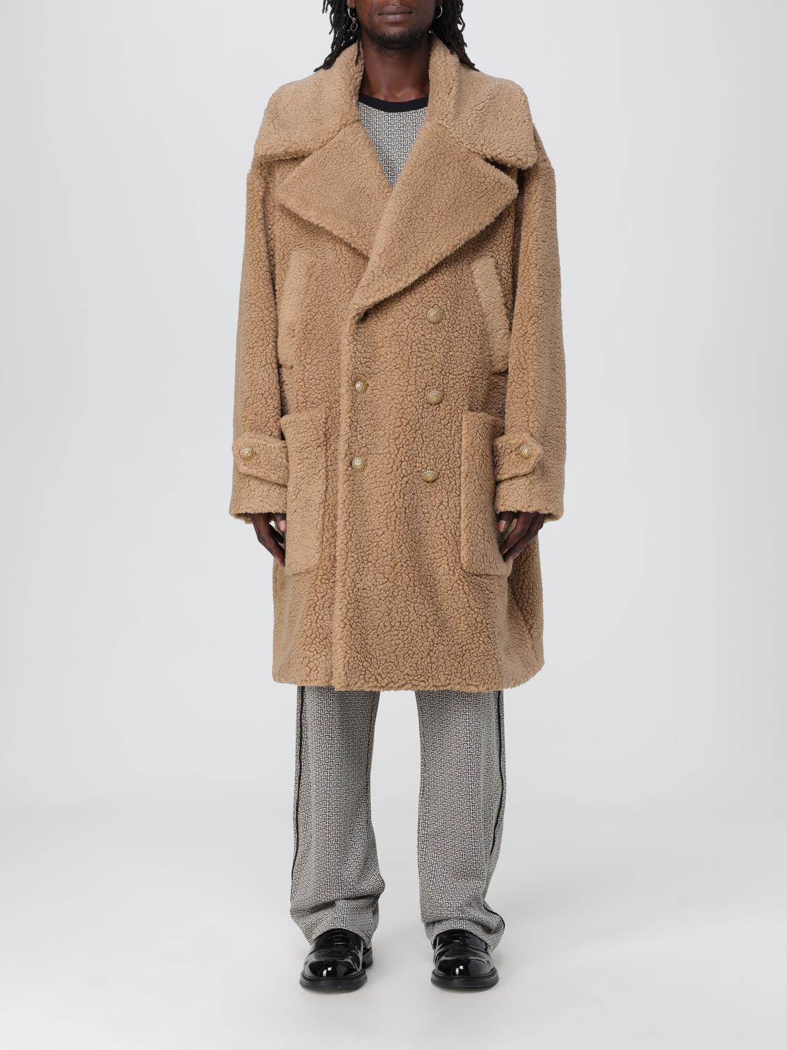 Balmain coat in synthetic shearling - Beige | BU1UD185XG23 | GIGLIO.COM