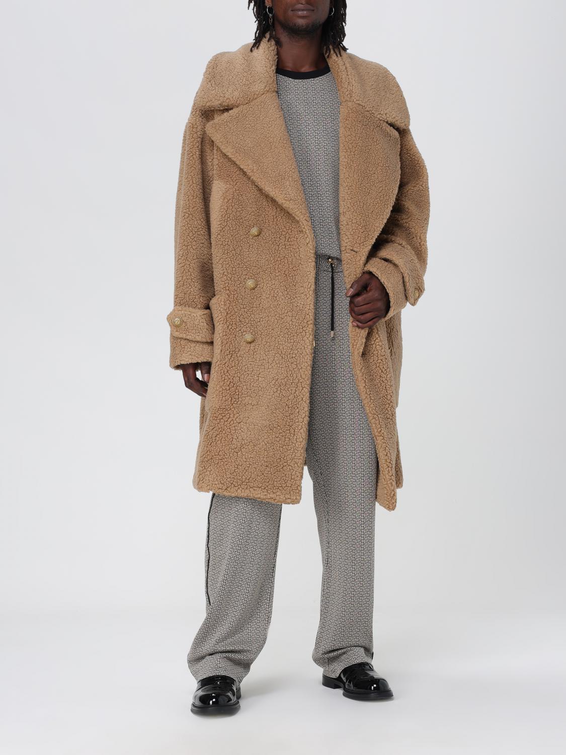 Balmain coat in synthetic shearling - Beige | BU1UD185XG23 | GIGLIO.COM