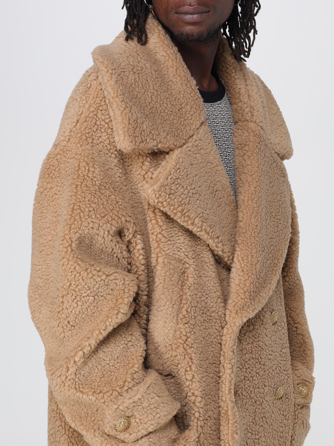Balmain coat in synthetic shearling - Beige | BU1UD185XG23 | GIGLIO.COM