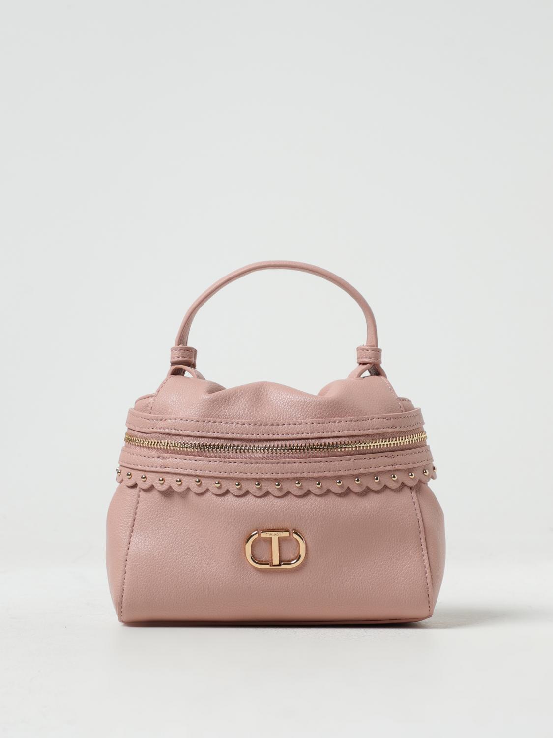TWINSET: bag in grained synthetic leather - Pink | Twinset mini bag ...