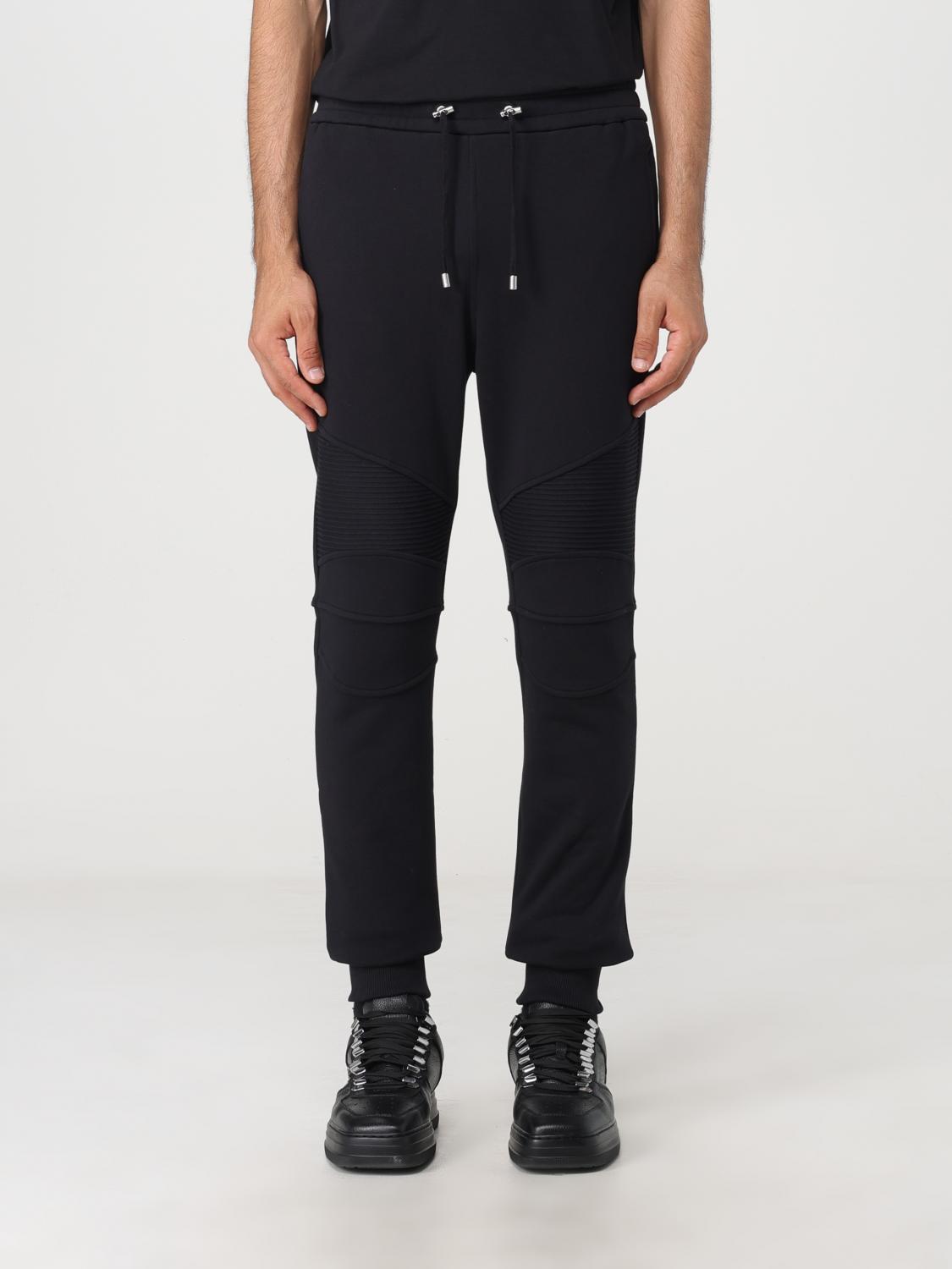 BALMAIN: pants in organic cotton - Black | Balmain pants BH0OB000BB04 ...