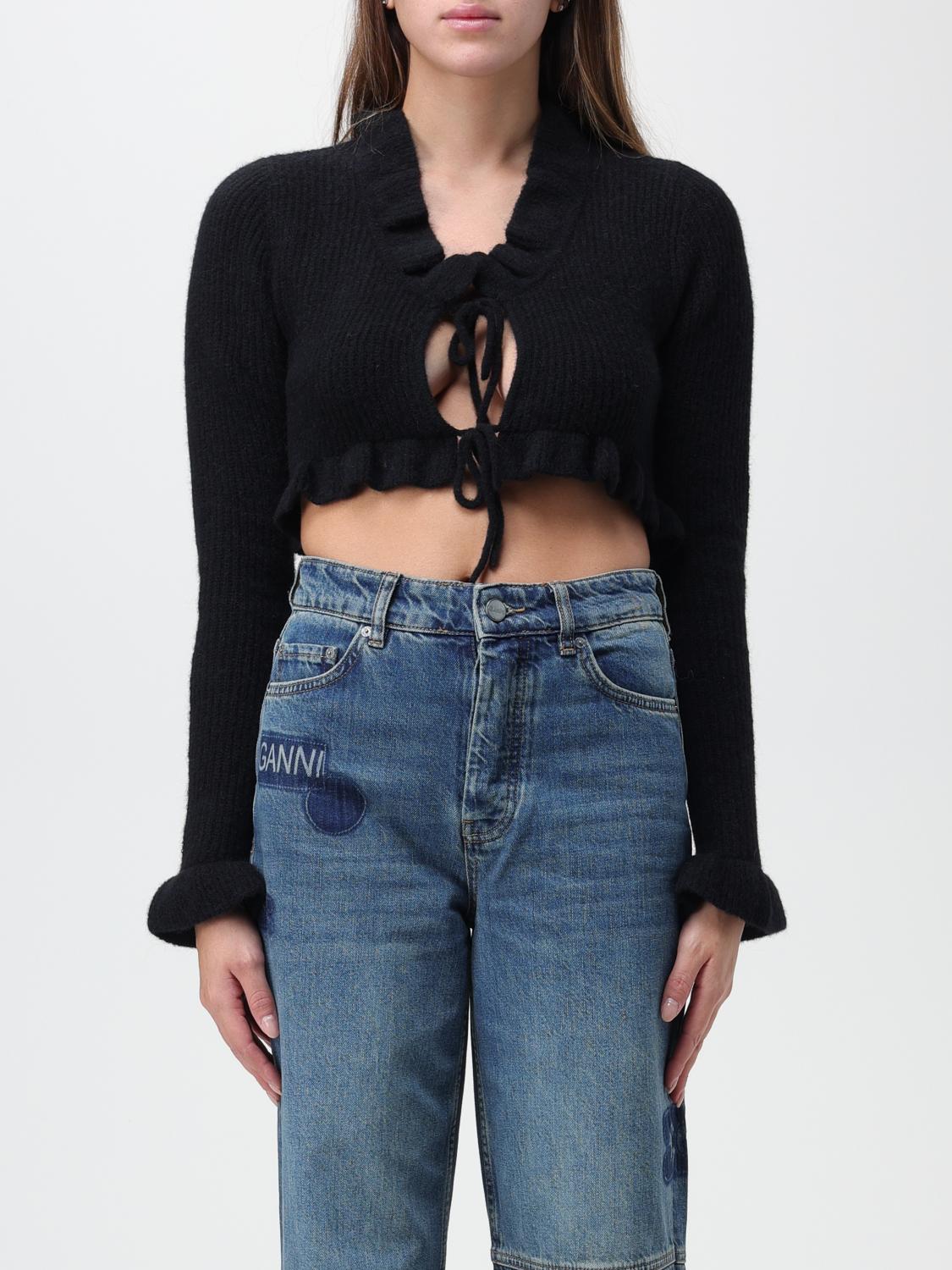 GANNI: cardigan in wool blend - Black | Ganni cardigan K2023 online at ...