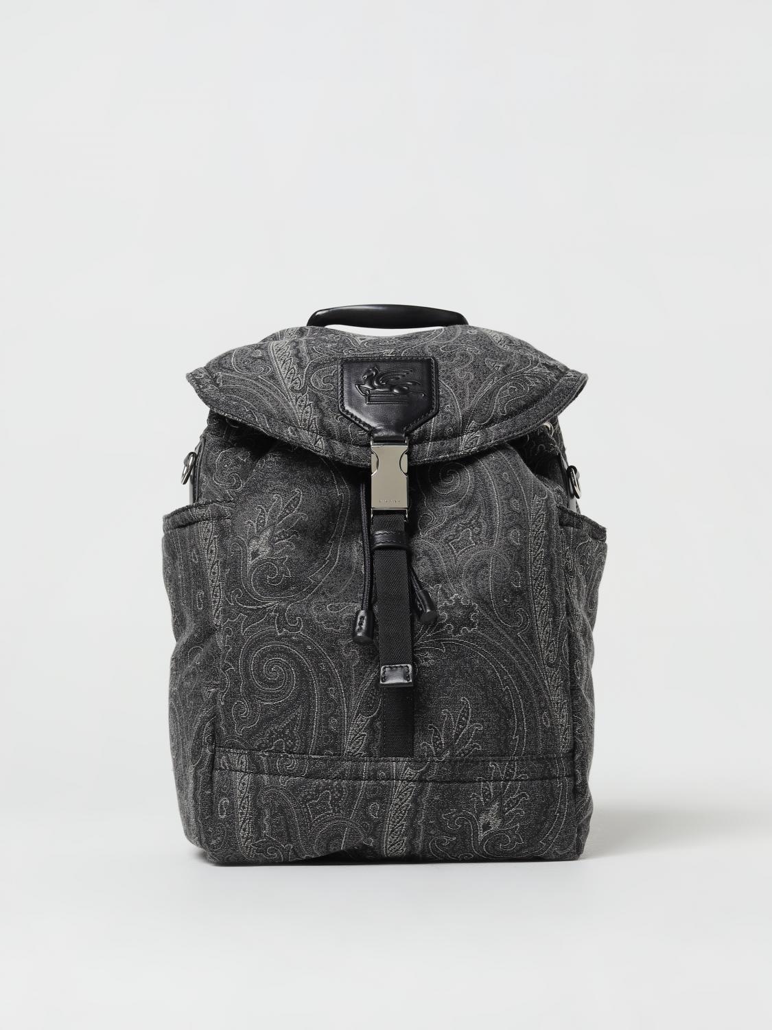 ETRO: backpack in cotton with Paisley pattern - Black | Etro backpack ...