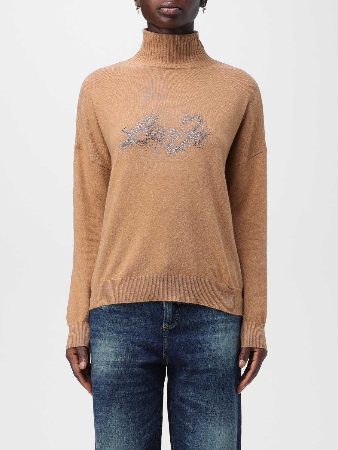 LIU JO: Maglia dolcevita in misto viscosa e lana con logo con strass ...