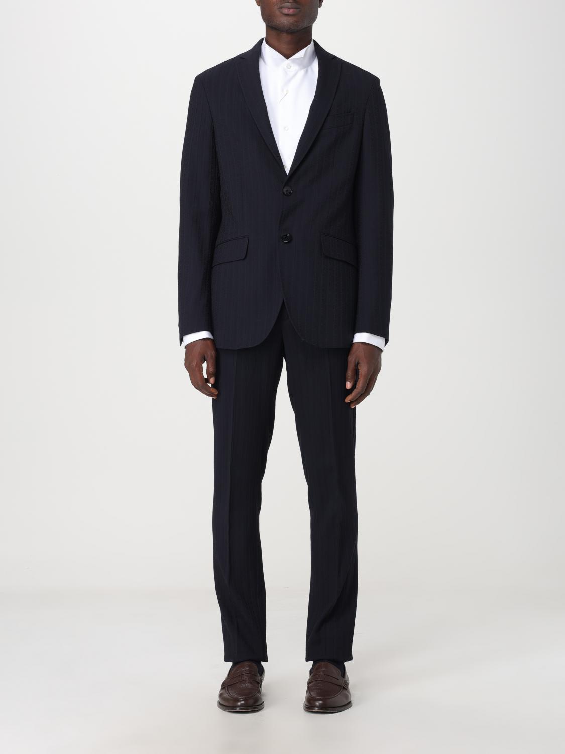 ETRO: suit in stretch wool with tone-on-tone stripes - Blue | Etro suit ...