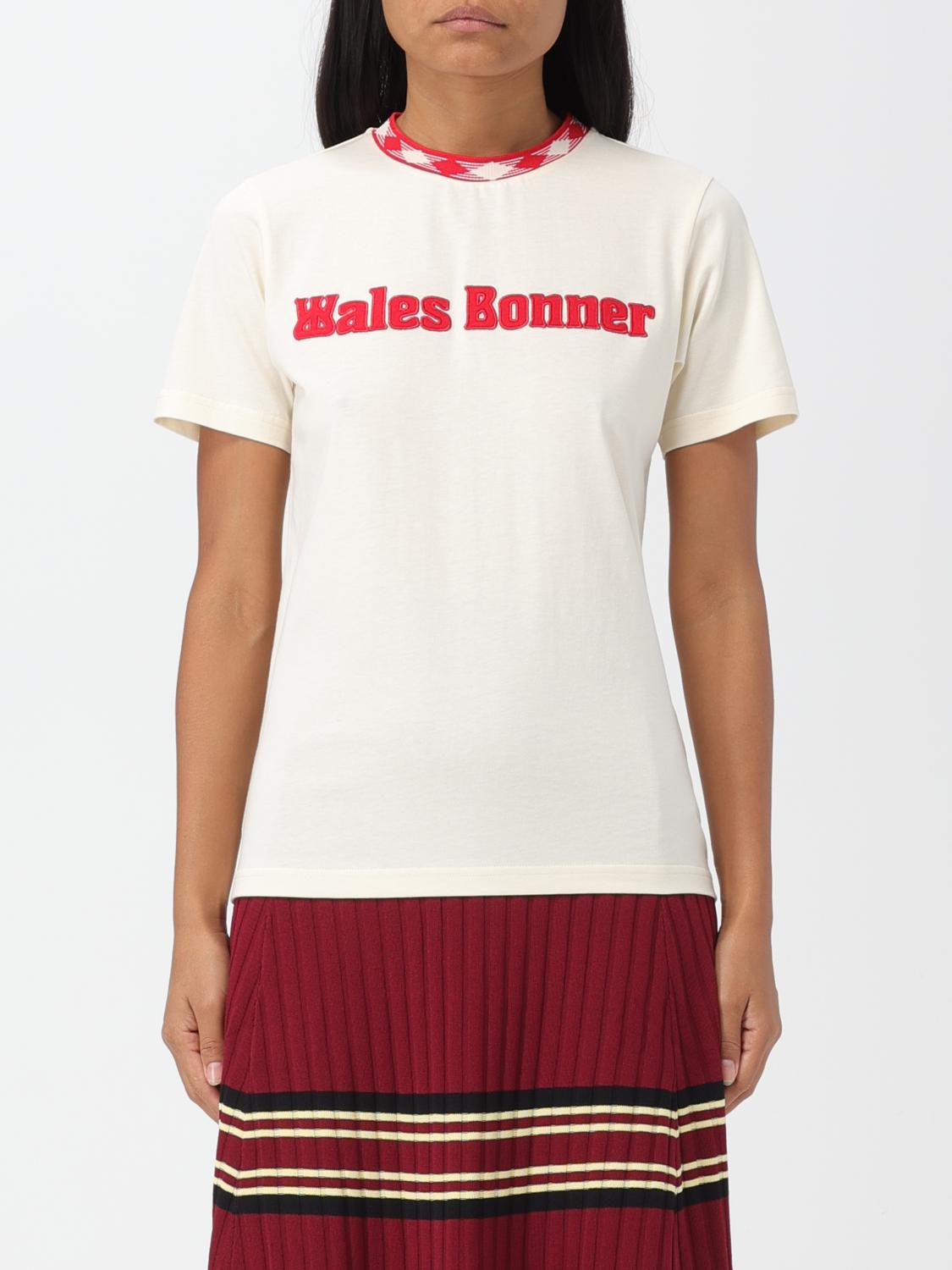 WALES BONNER: T-shirt woman - Ivory | Wales Bonner t-shirt WA23JE14JE01 ...