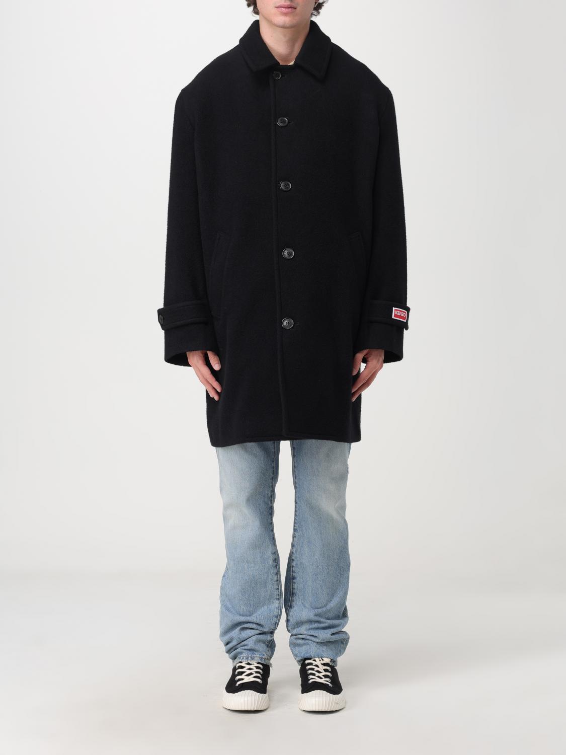 KENZO: coat in wool and nylon - Black | Kenzo coat FD65MA03790G online ...
