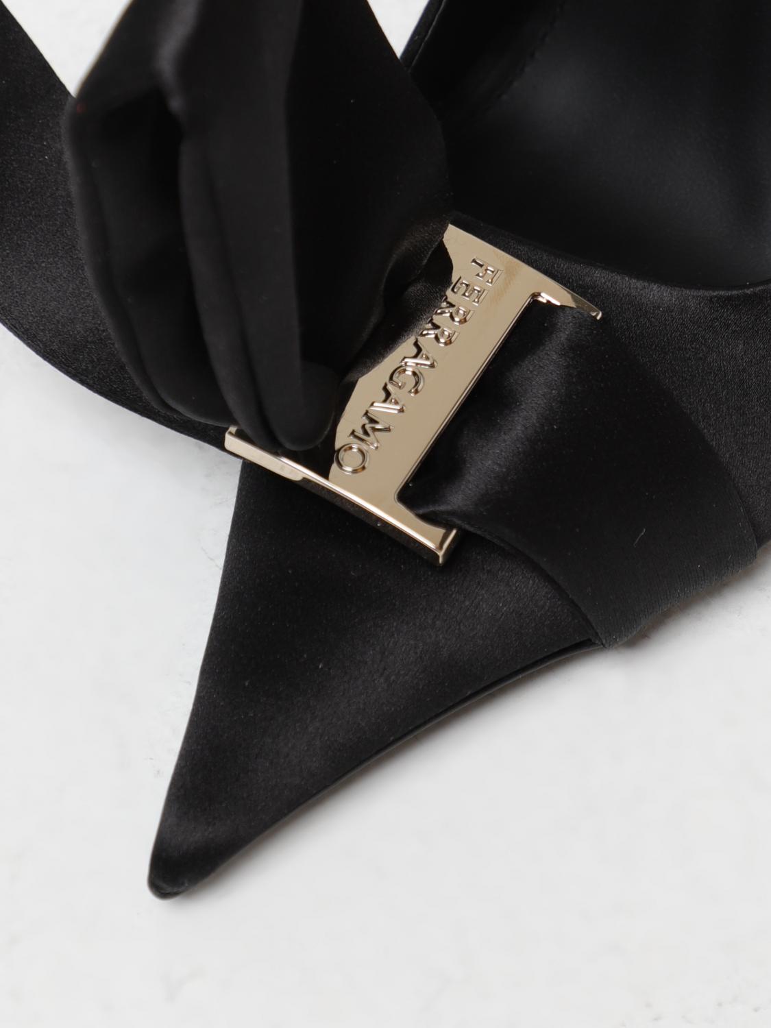 Ferragamo Erica slingbacks in satin with asymmetric bow - Black ...