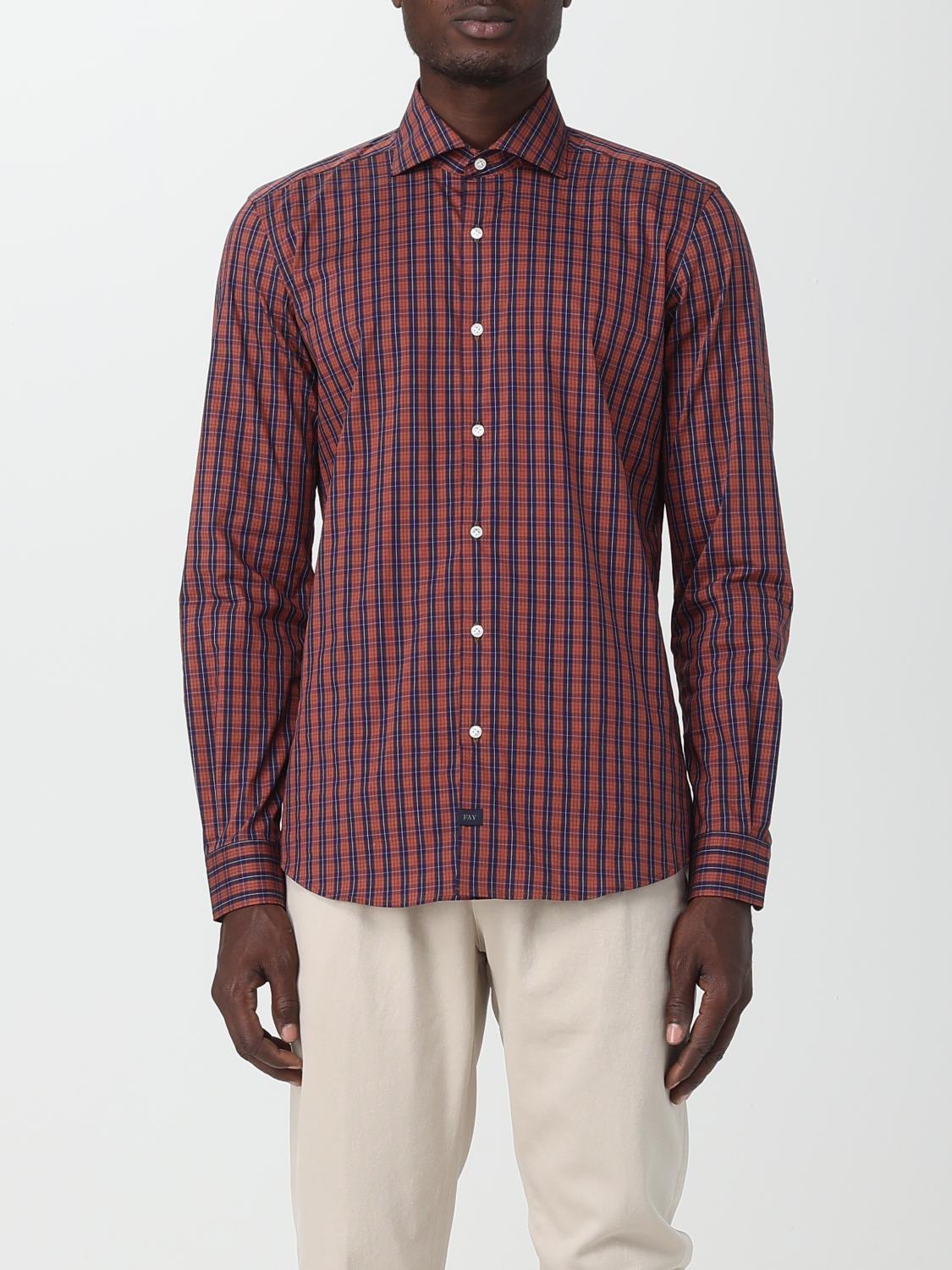 FAY: Shirt men - Brick Red | Fay shirt NCMA147259SVND online at GIGLIO.COM