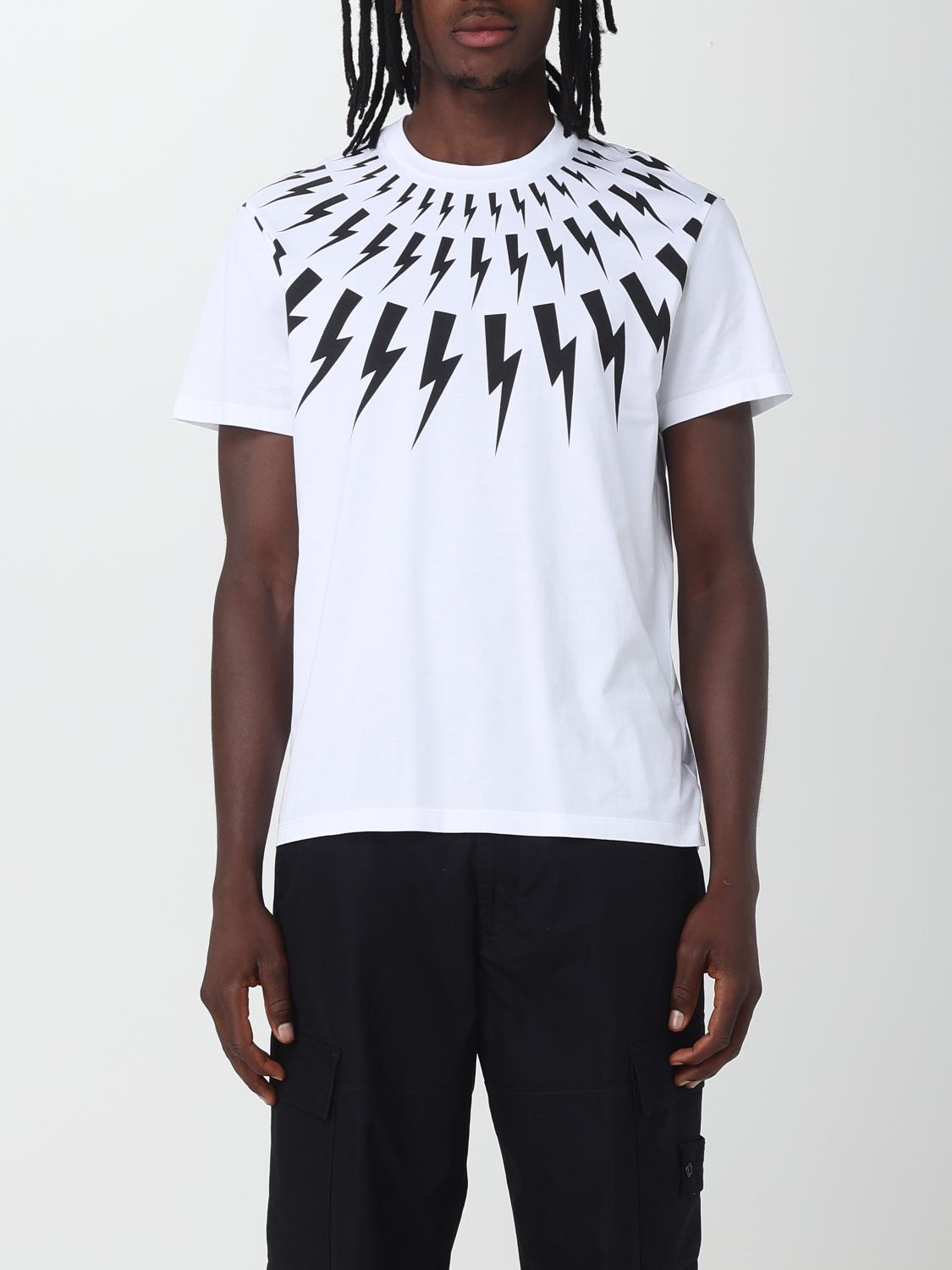 NEIL BARRETT: T-shirt men - White | Neil Barrett t-shirt PBJT007SV501S ...