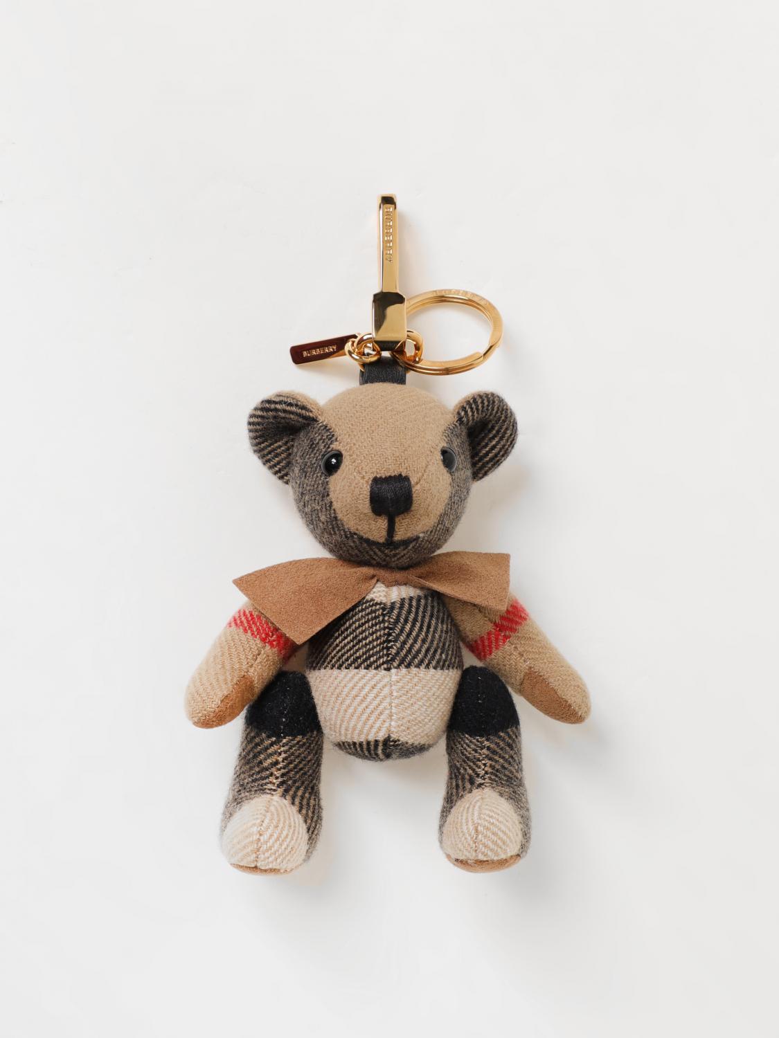 BURBERRY: Thomas key ring in cashmere check - Beige | Burberry key ...