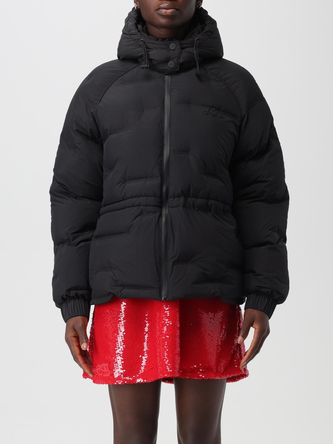 GANNI: down jacket in recycled nylon - Black | Ganni jacket F8719 ...