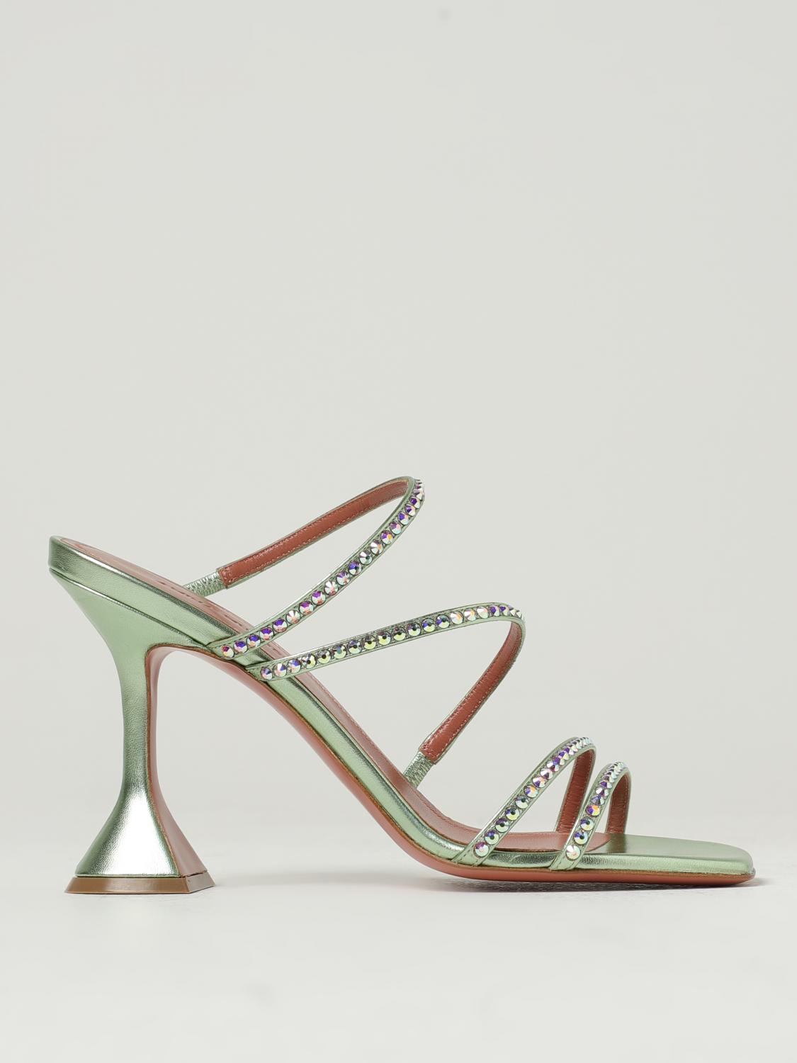 AMINA MUADDI: Shoes woman - Green | Amina Muaddi heeled sandals ...