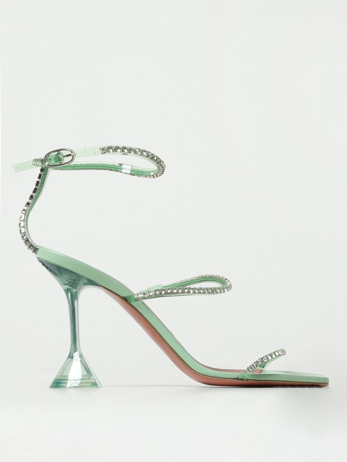 AMINA MUADDI: Shoes woman - Green | Amina Muaddi heeled sandals ...