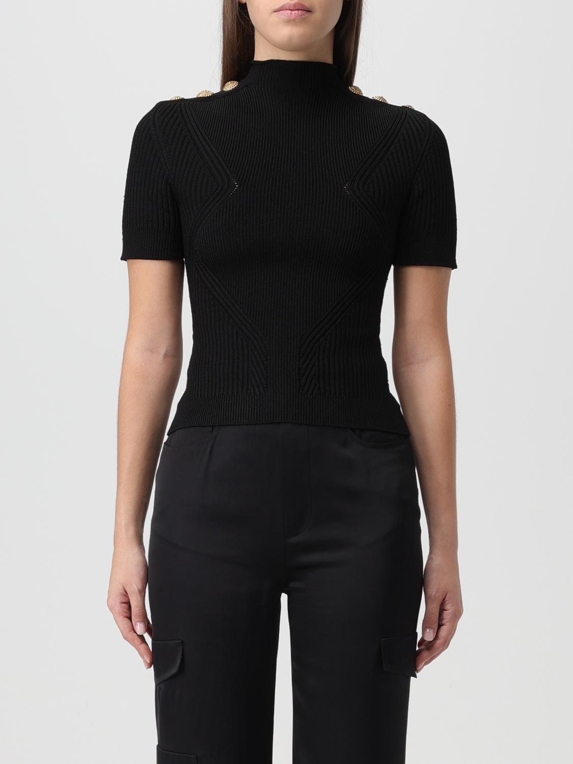 BALMAIN: Top woman - Black | Balmain top BF0AL250KF24 online at GIGLIO.COM