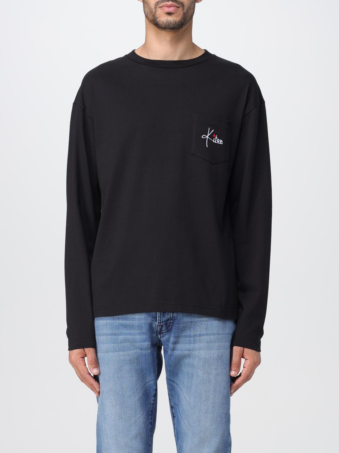 KITON: T-shirt men - Black | Kiton t-shirt UMK030402002 online at ...