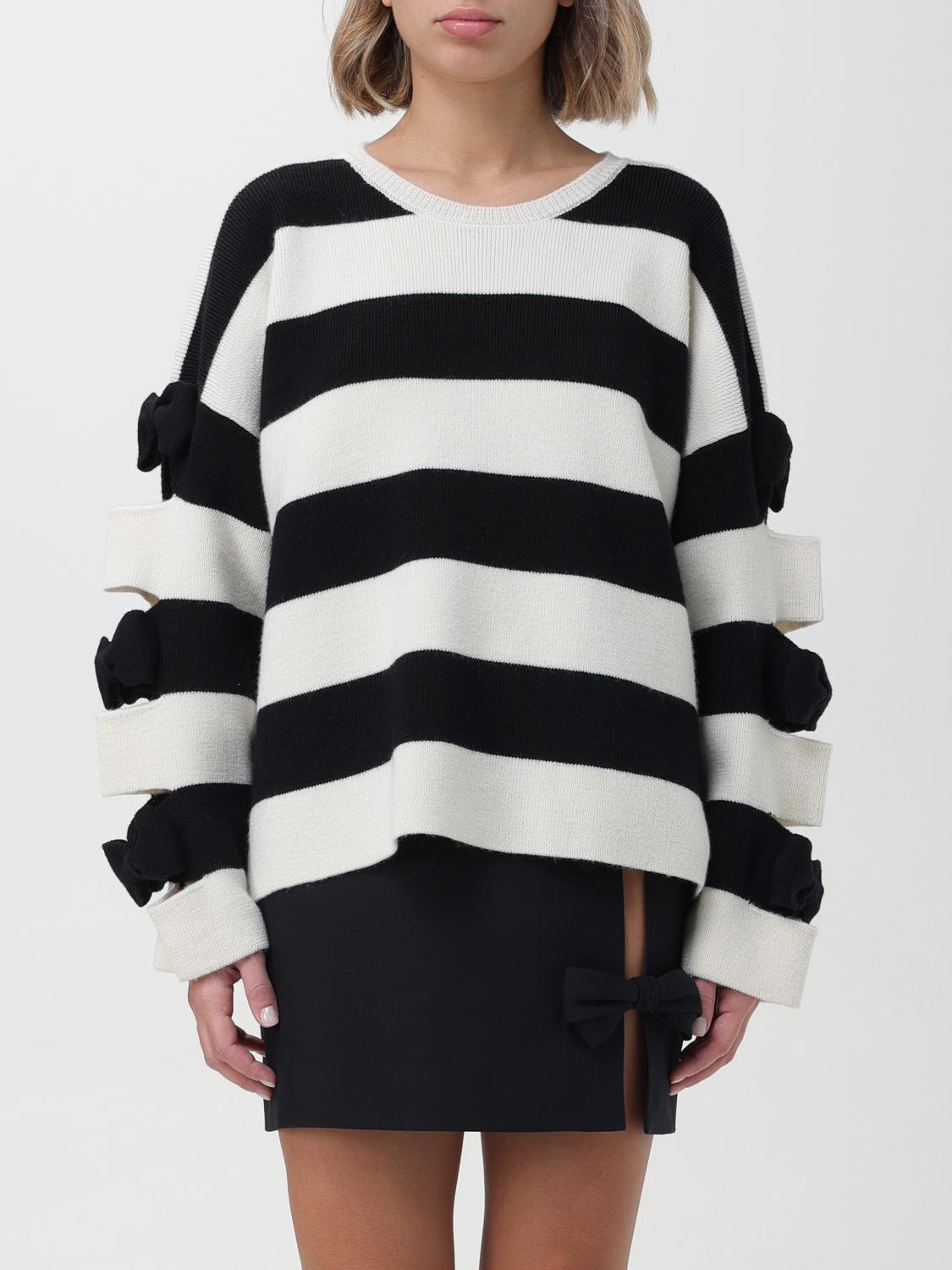 VALENTINO: sweater in jacquard striped knit - Black | Valentino sweater ...
