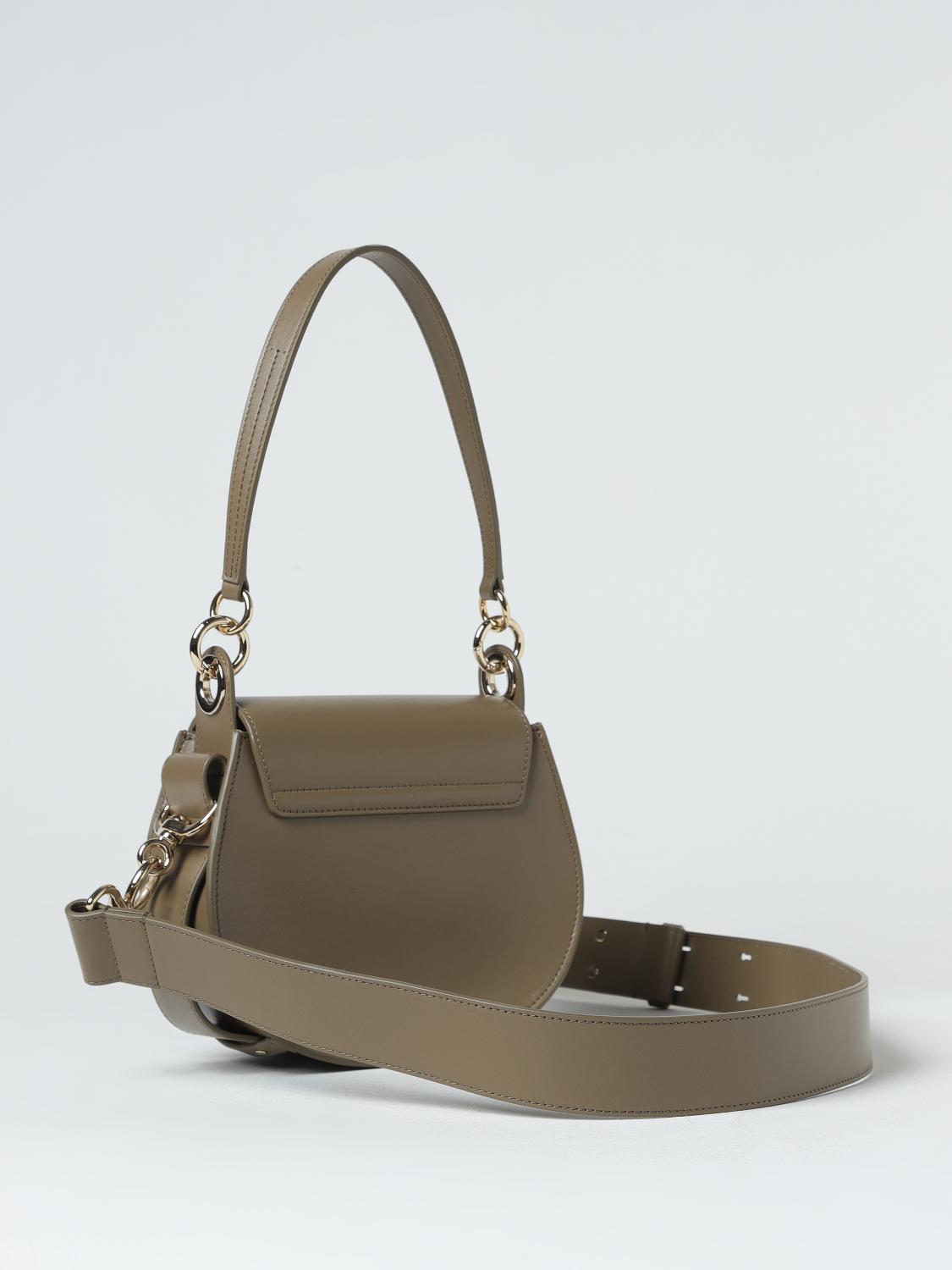 CHLOÉ: Chloé Tess leather bag with shoulder strap - Kaki CHLOÉ: Chloé Tess leather bag with shoulder strap - Kaki