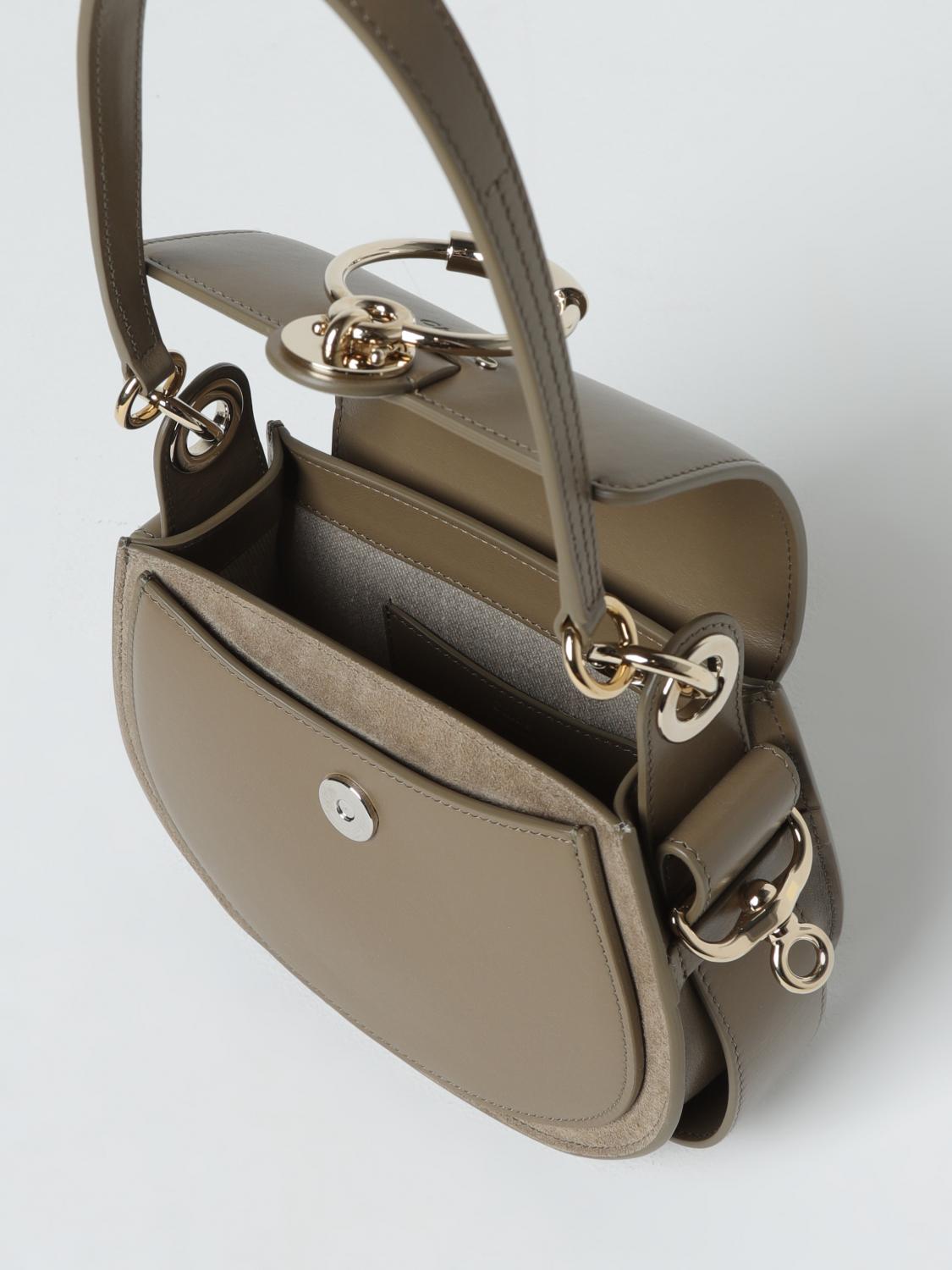 CHLOÉ: Chloé Tess leather bag with shoulder strap - Kaki CHLOÉ: Chloé Tess leather bag with shoulder strap - Kaki
