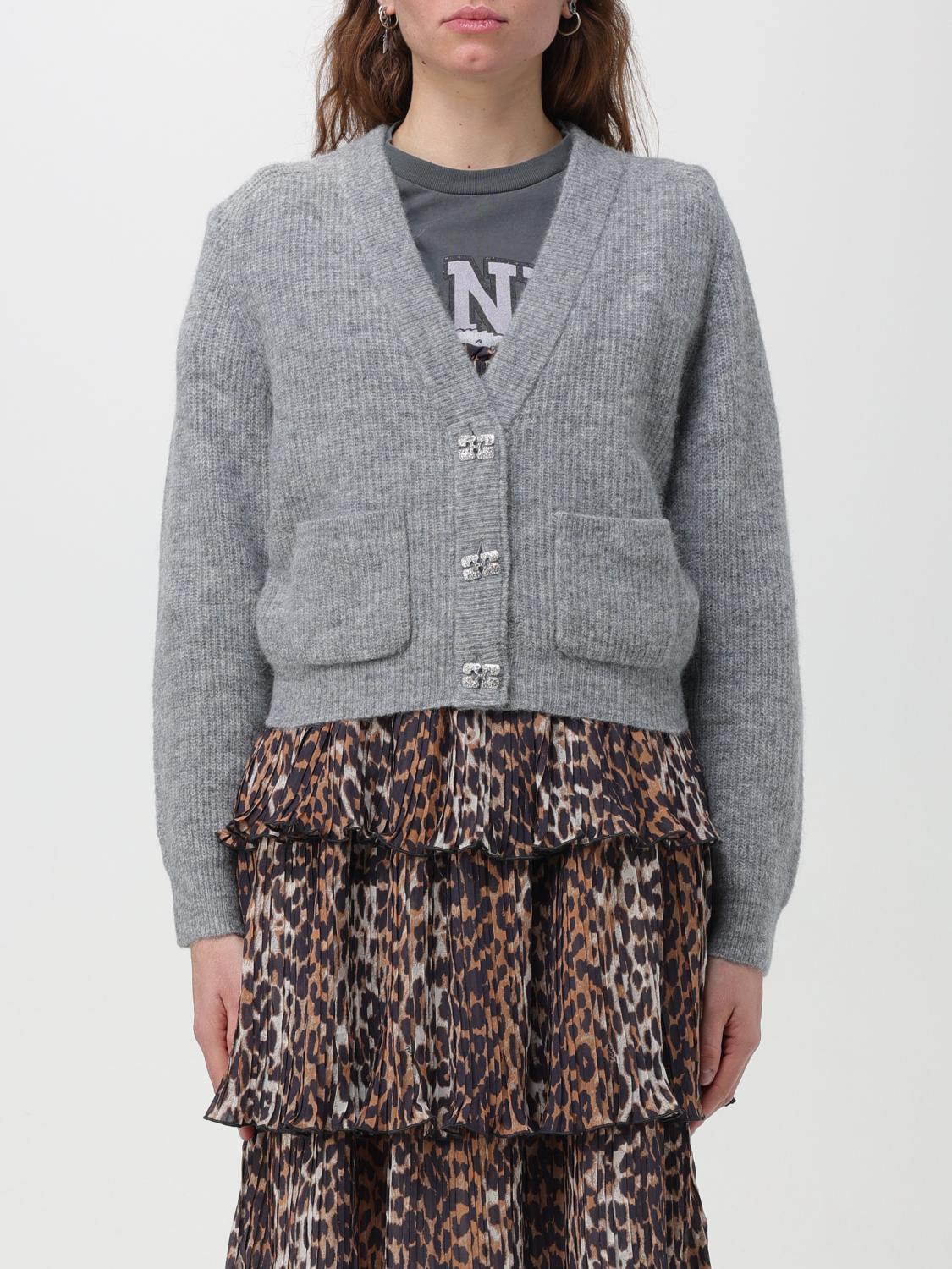 GANNI: Cardigan woman - Grey | Ganni cardigan K2168 online at GIGLIO.COM